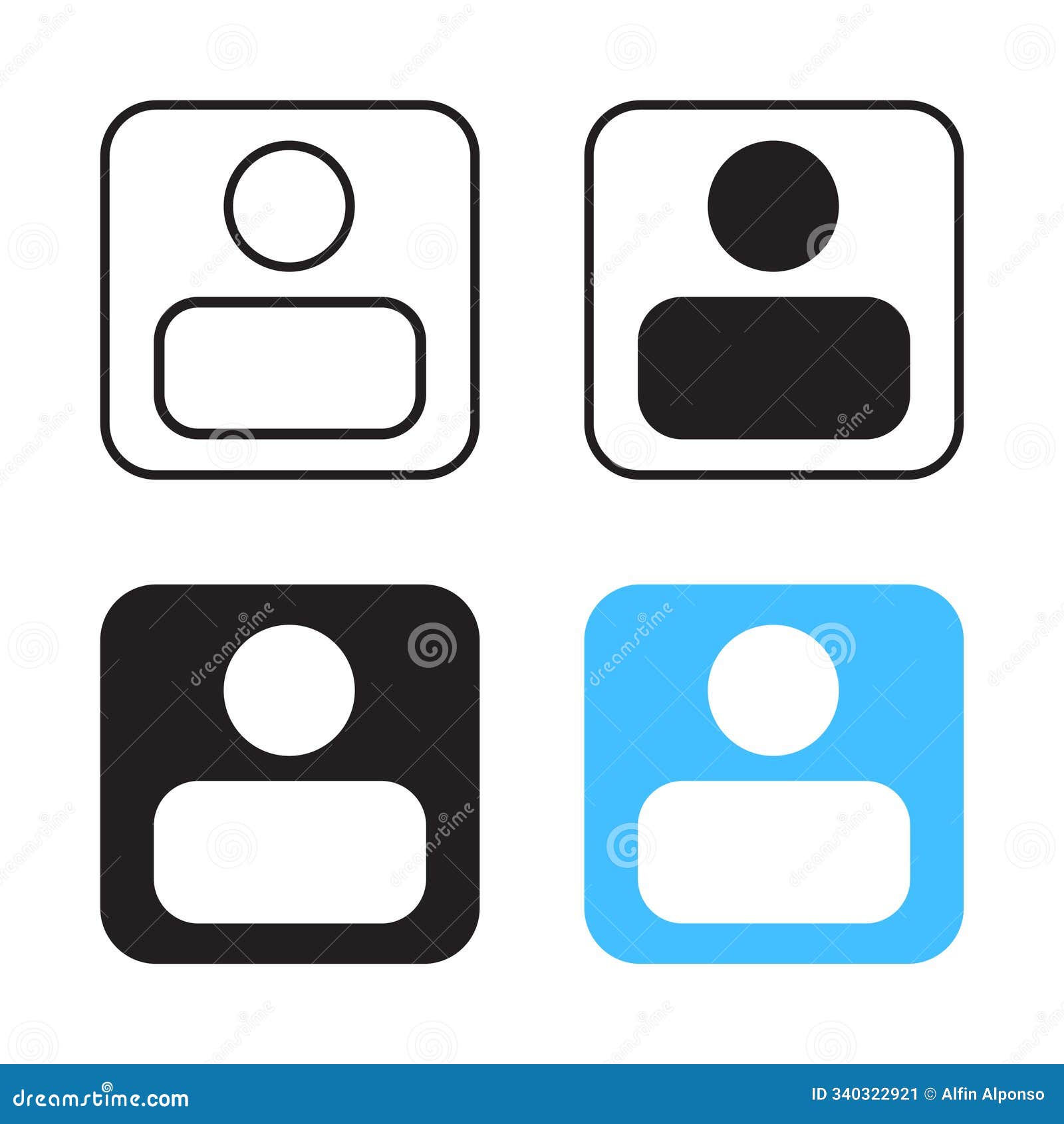 Vector User Icon in Multiple Style Stock Illustration - Illustration of ...