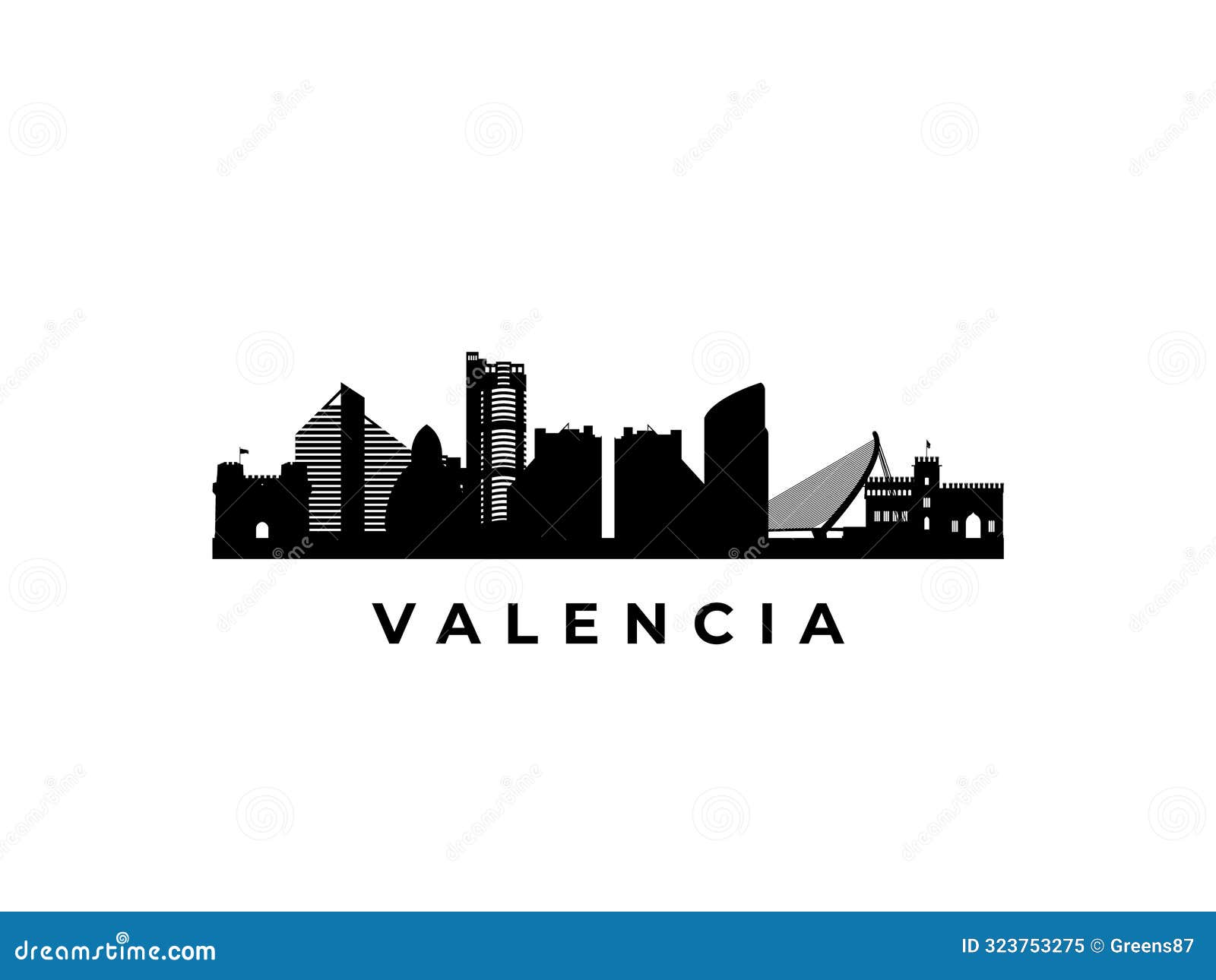 Vector Valencia skyline. stock illustration. Illustration of landscape ...
