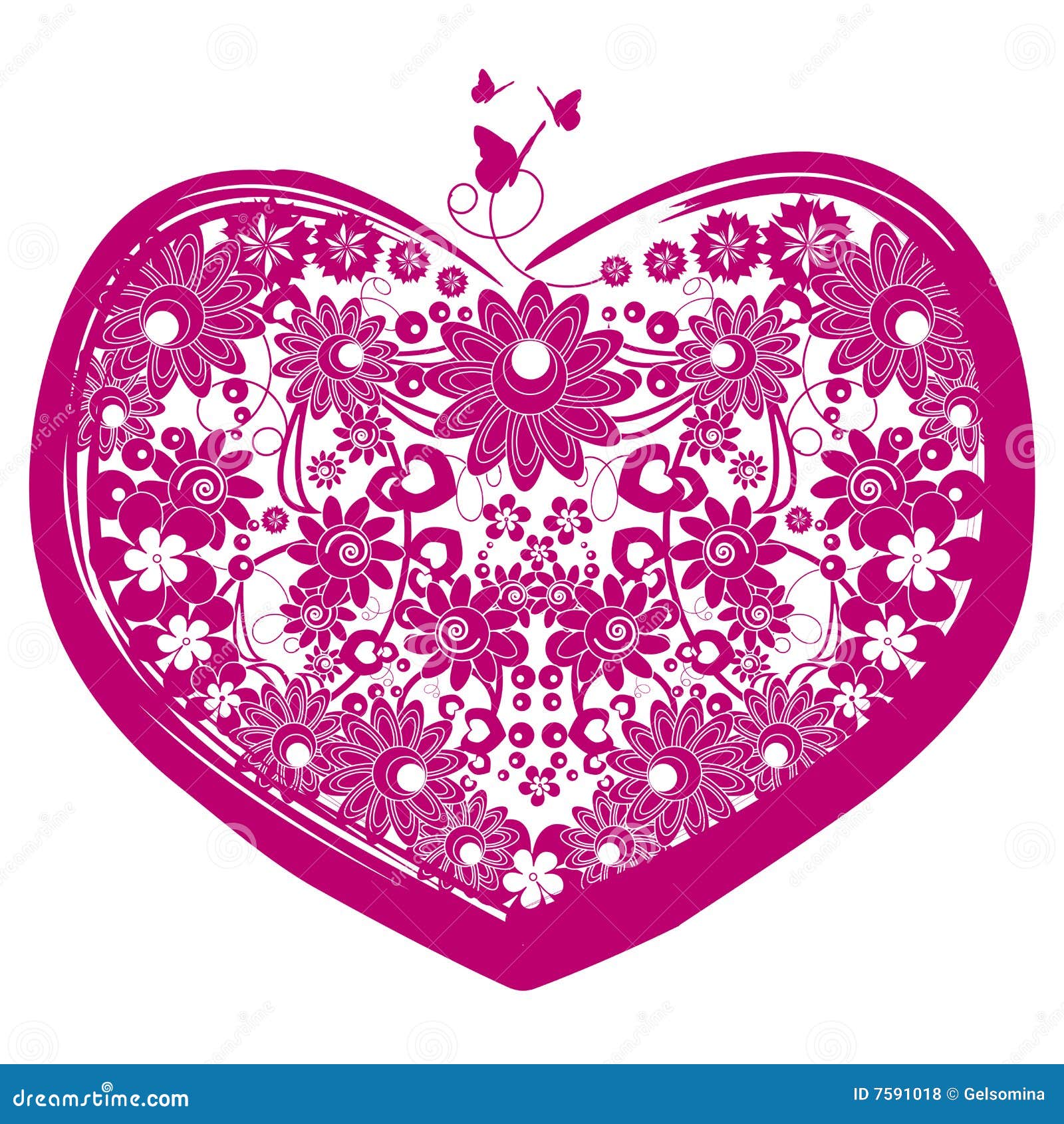 Vector valentine heart stock vector. Illustration of blossom - 7591018