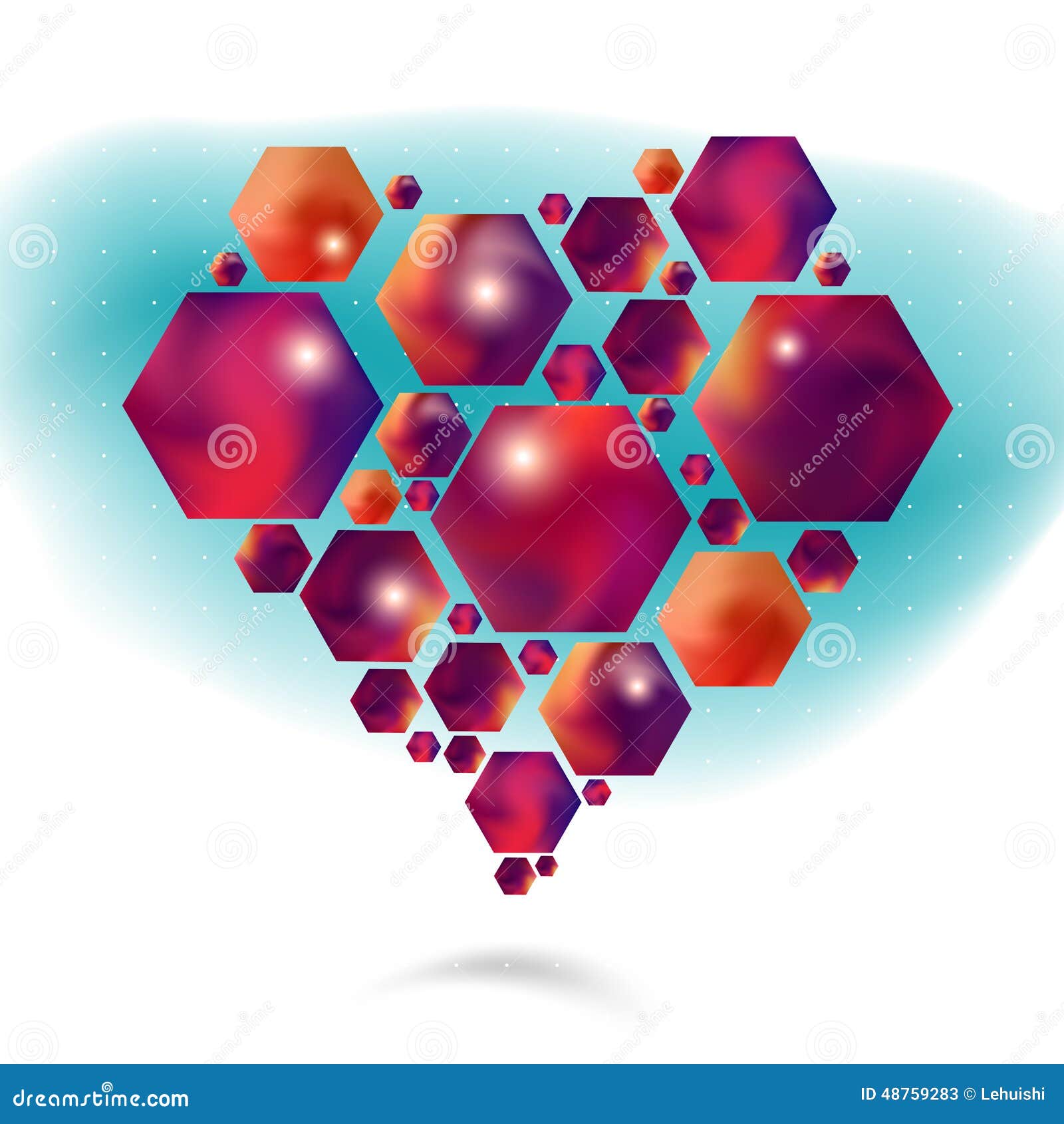 Vector Valentine Heart Pattern of Hexagonal Stock Illustration ...