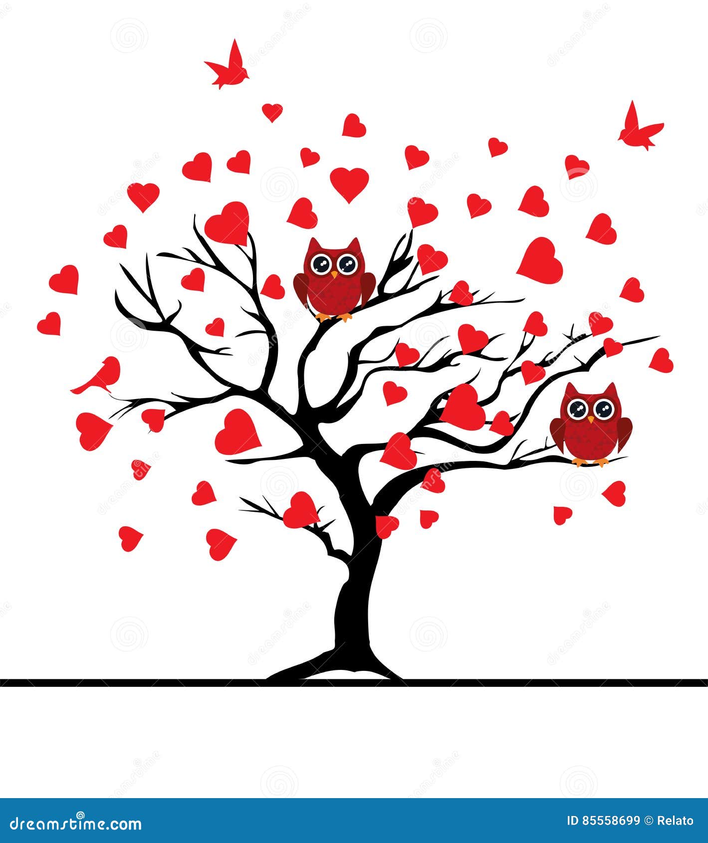 Vector valentine tree stock vector. Illustration of cute - 85558699