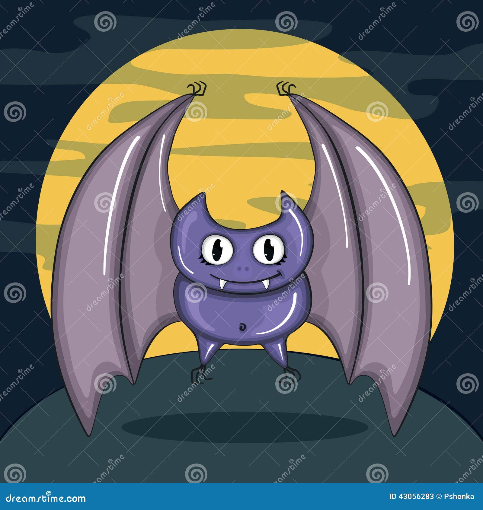 Vector With Vampire Flying On Full Moon Background. Coloring Page With ...