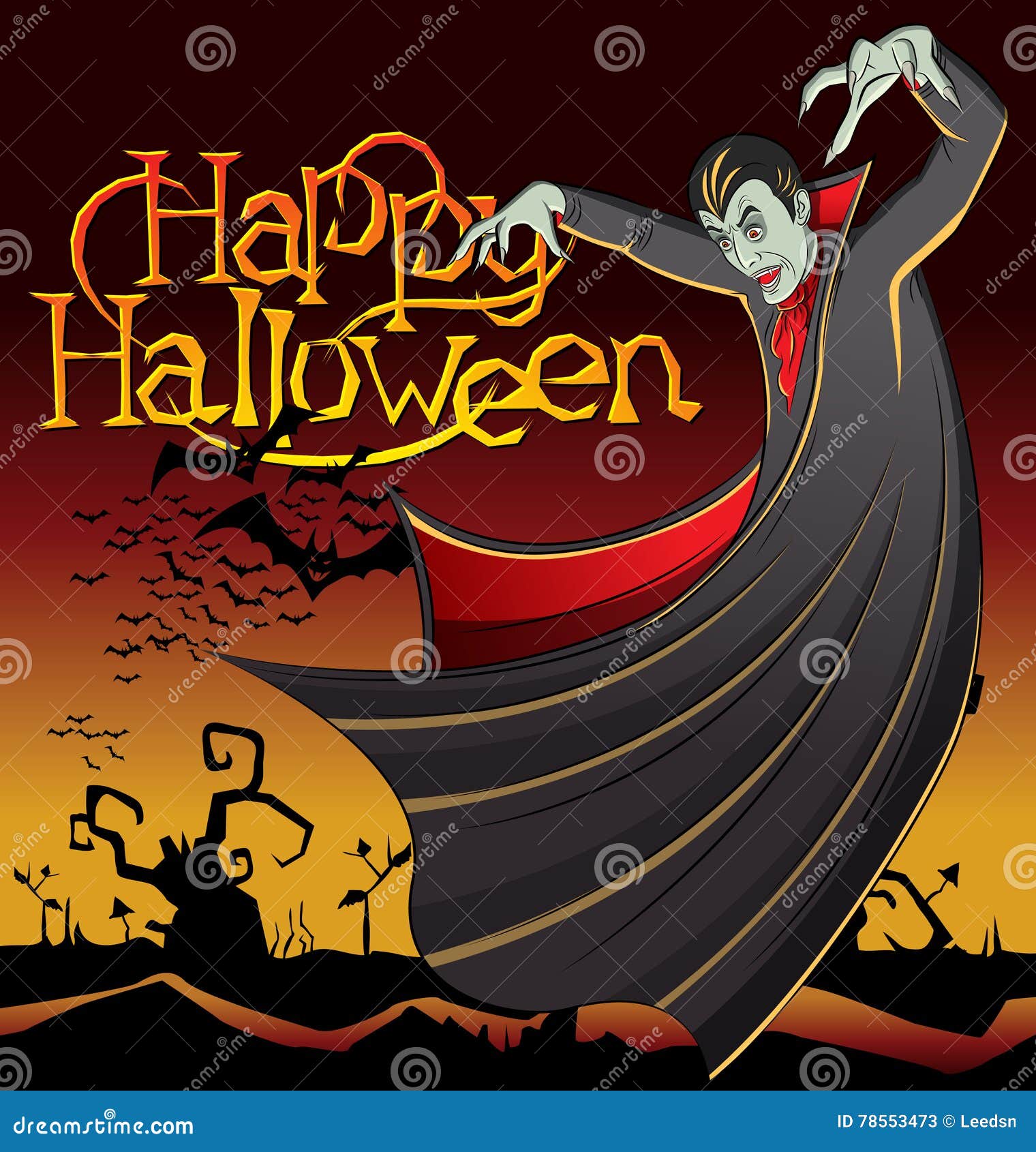 Vector With Vampire Flying On Full Moon Background. Coloring Page With ...