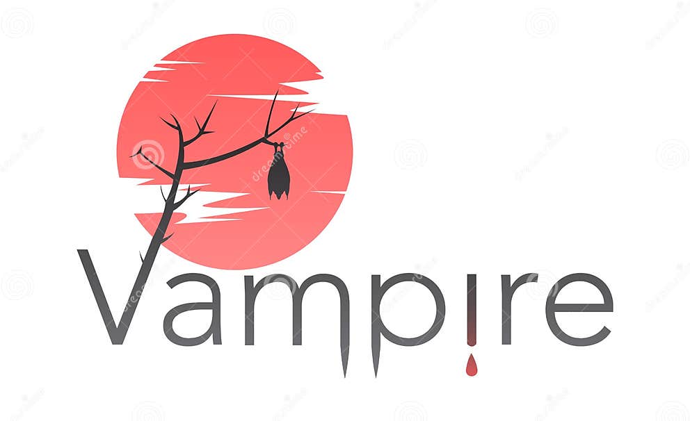 Vector Vampire Text with Bloody Moon Stock Vector - Illustration of ...