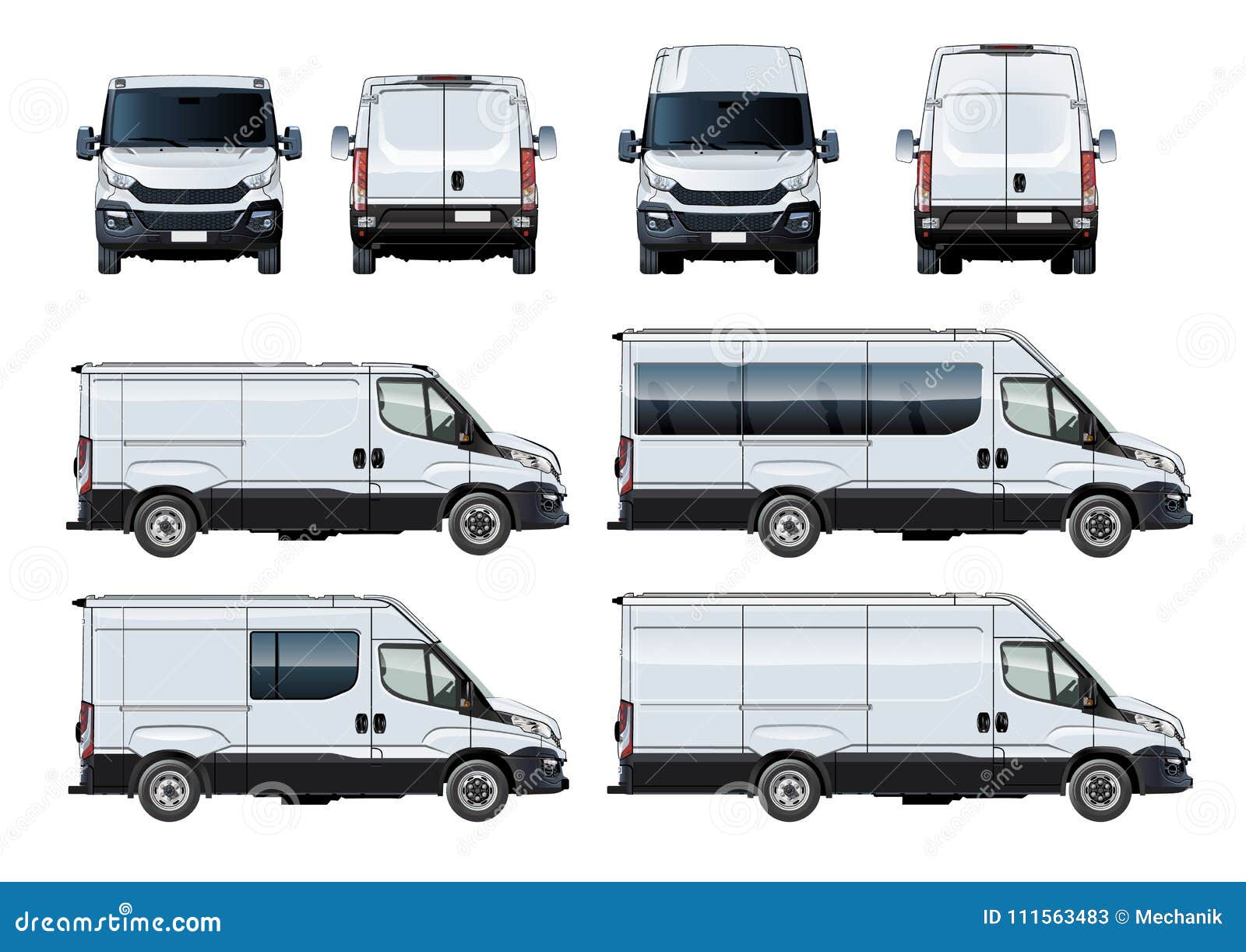Vector Vans Set Template Isolated on White Stock Vector - Illustration ...