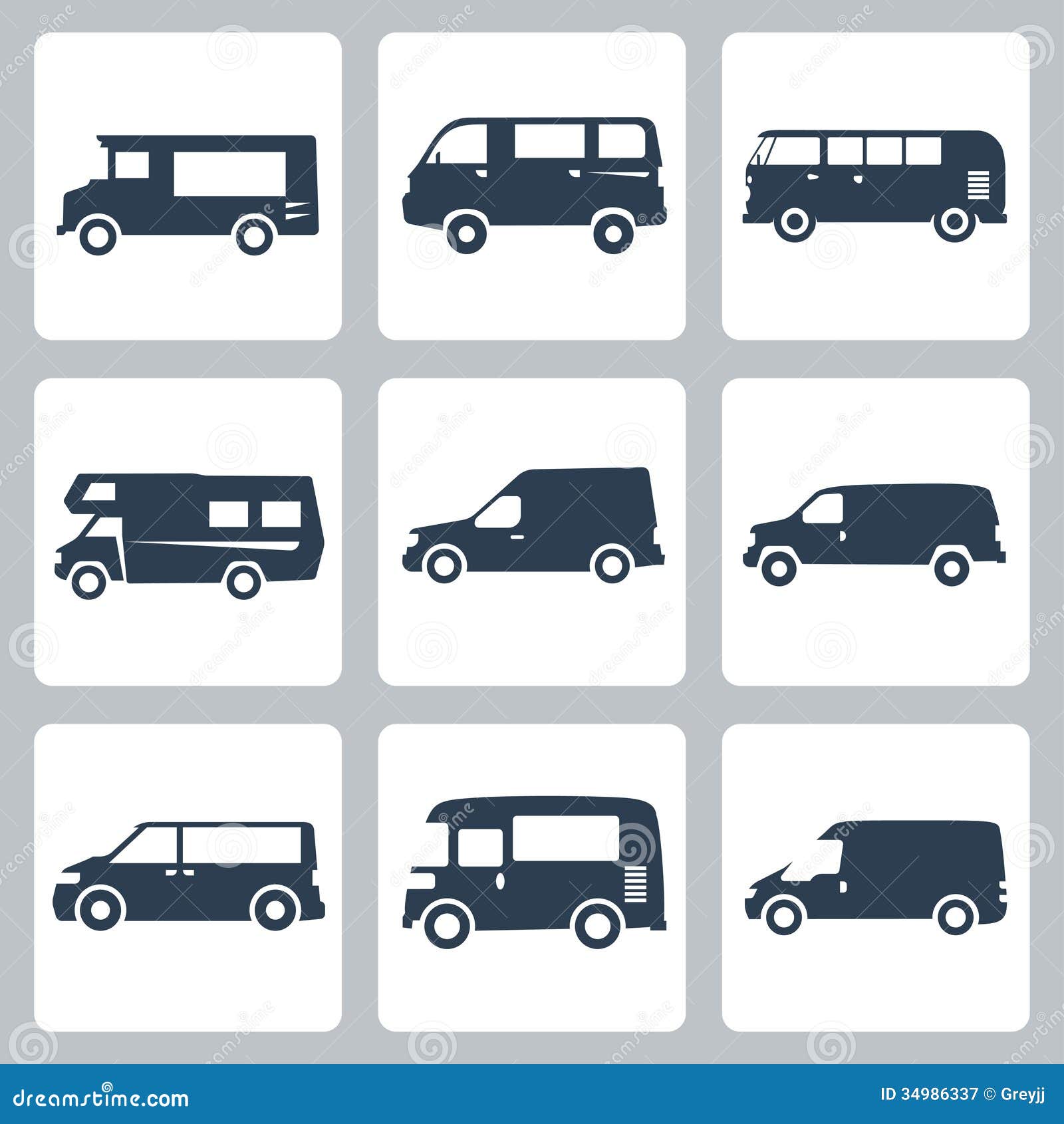 Vector Vans (side View) Icons Set Stock Vector - Illustration of retail ...