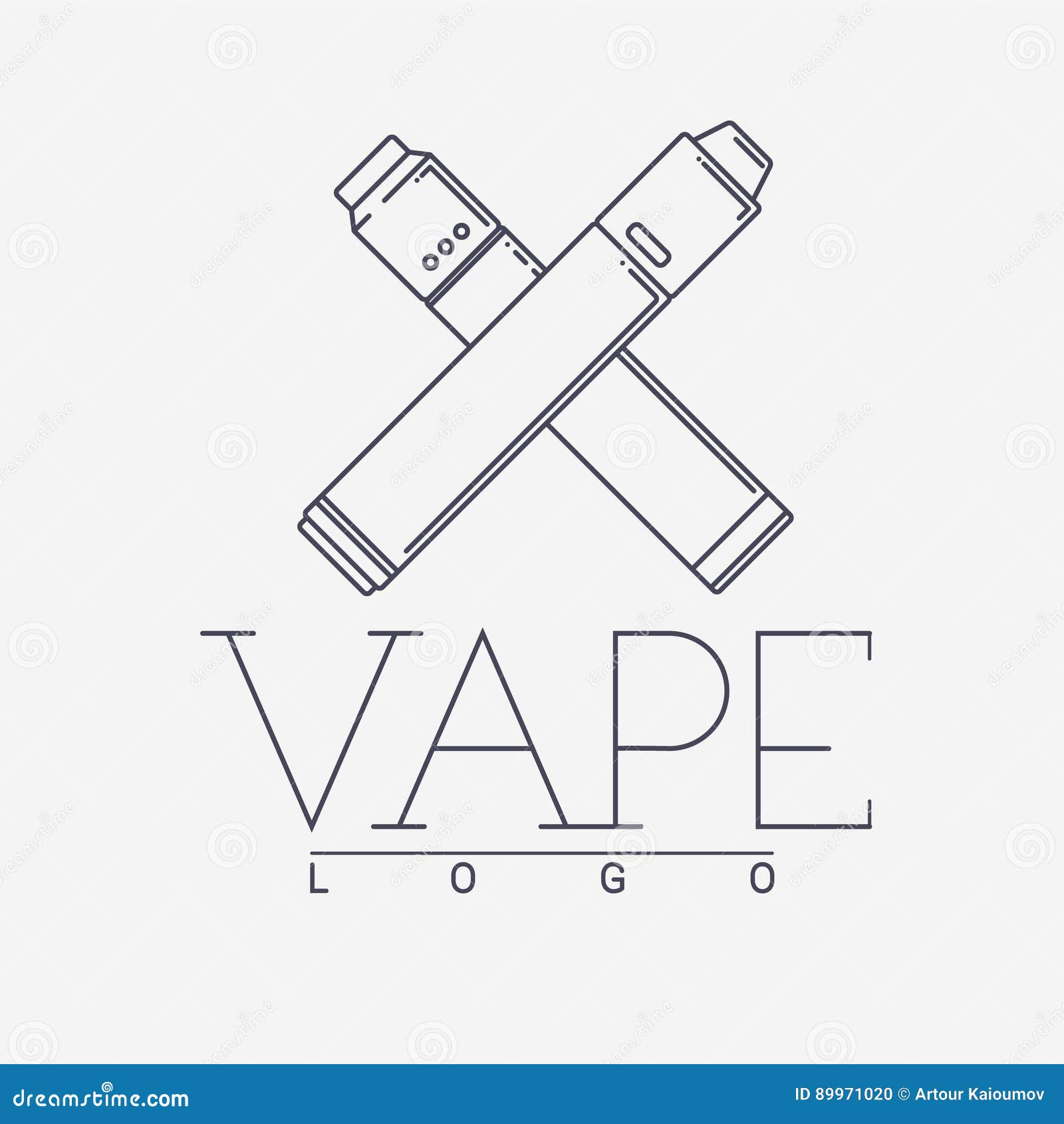 Vector Vaping Logo with Two Crossed Mechanical Modes. Outline on White ...