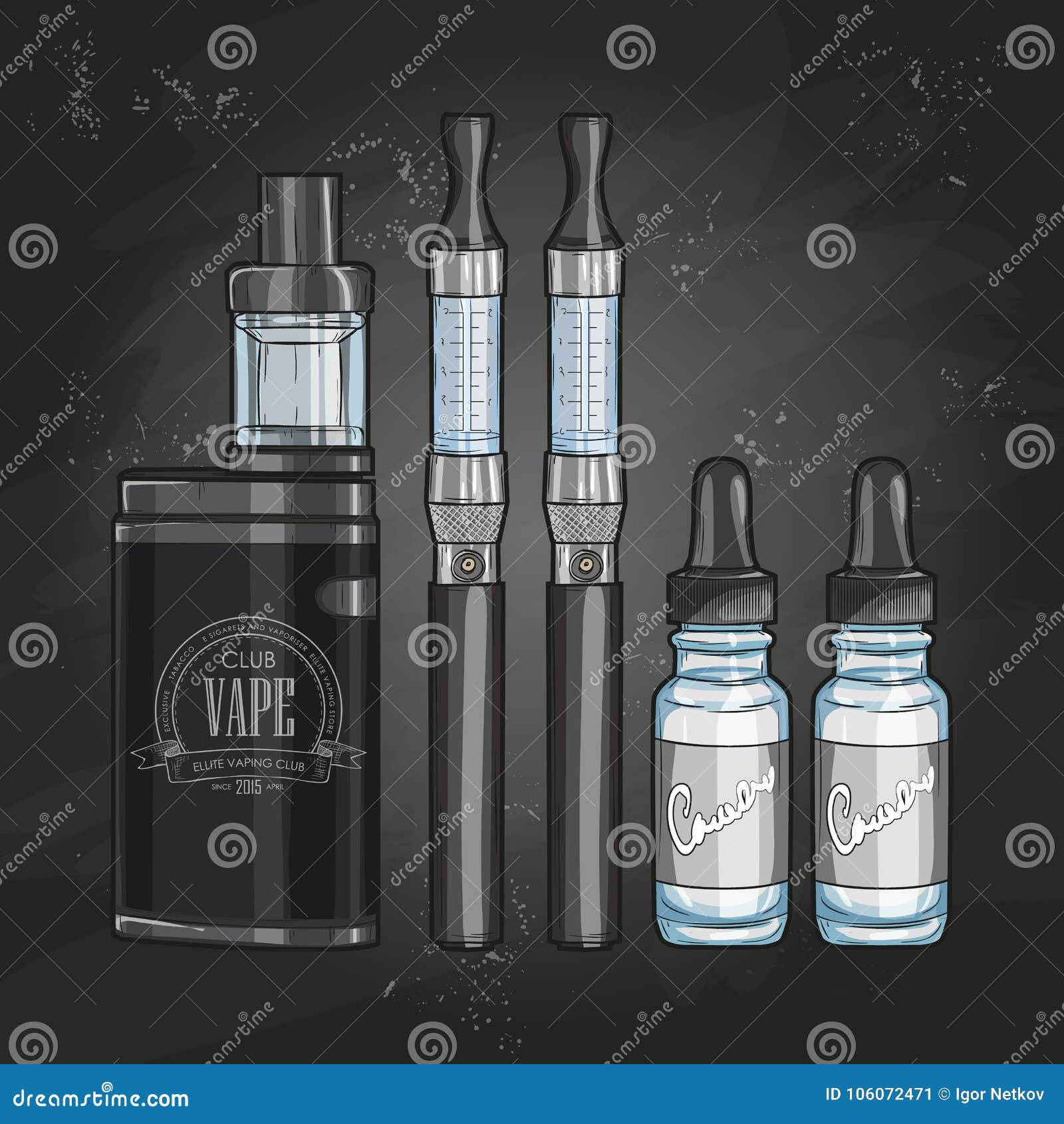Vector vaping set stock vector. Illustration of icon - 106072471