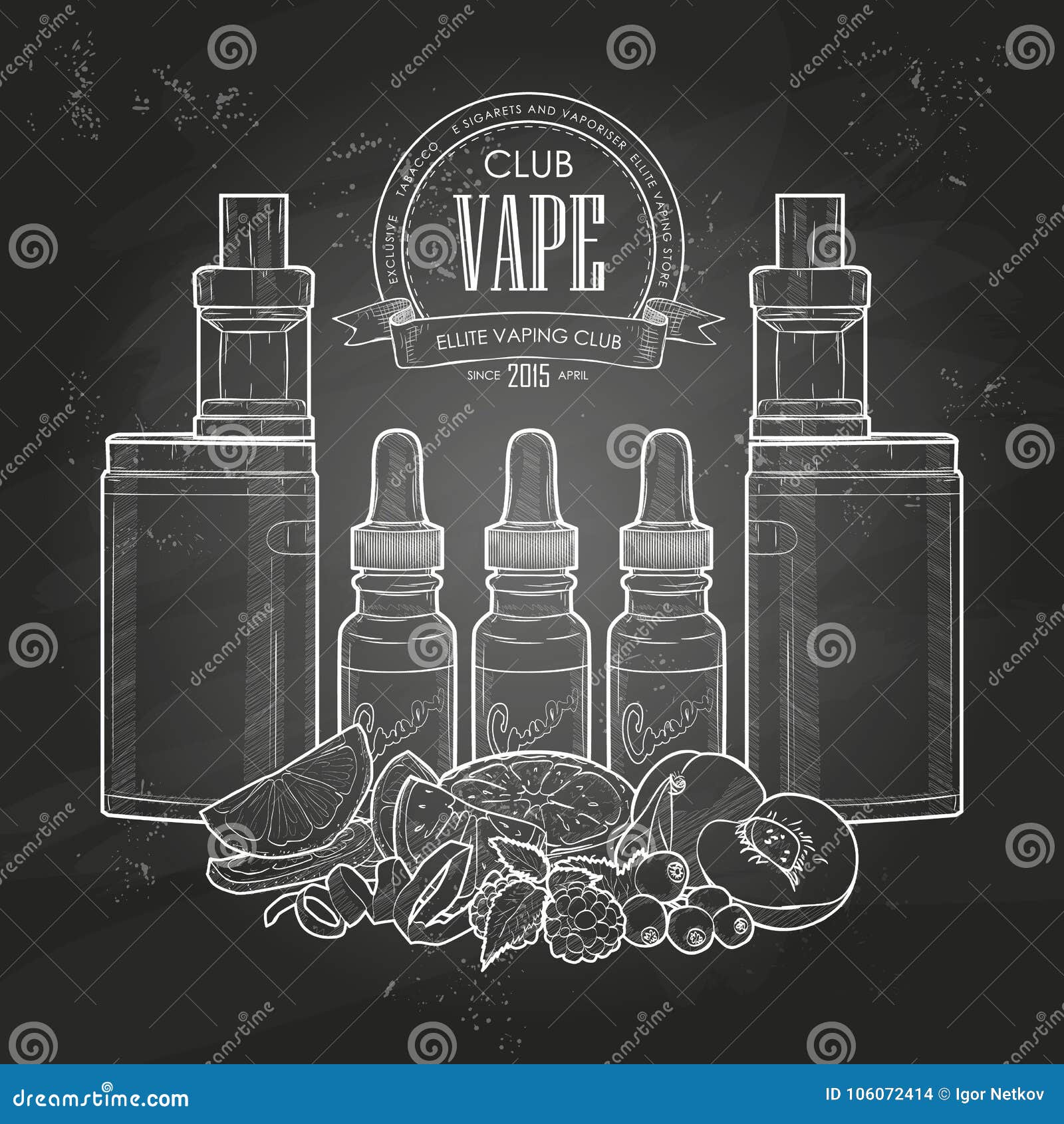 Vector vaping set stock vector. Illustration of label - 106072414