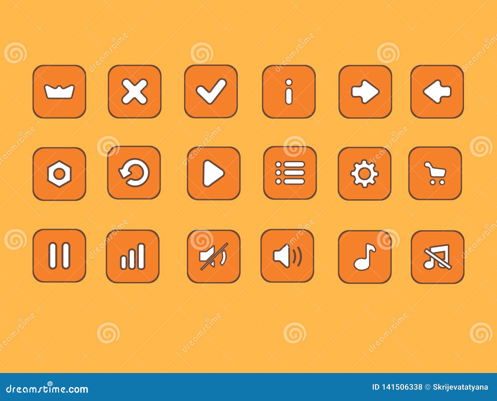 Vector Stock Cartoon Buttons Icon Set Stock Vector - Illustration of ...