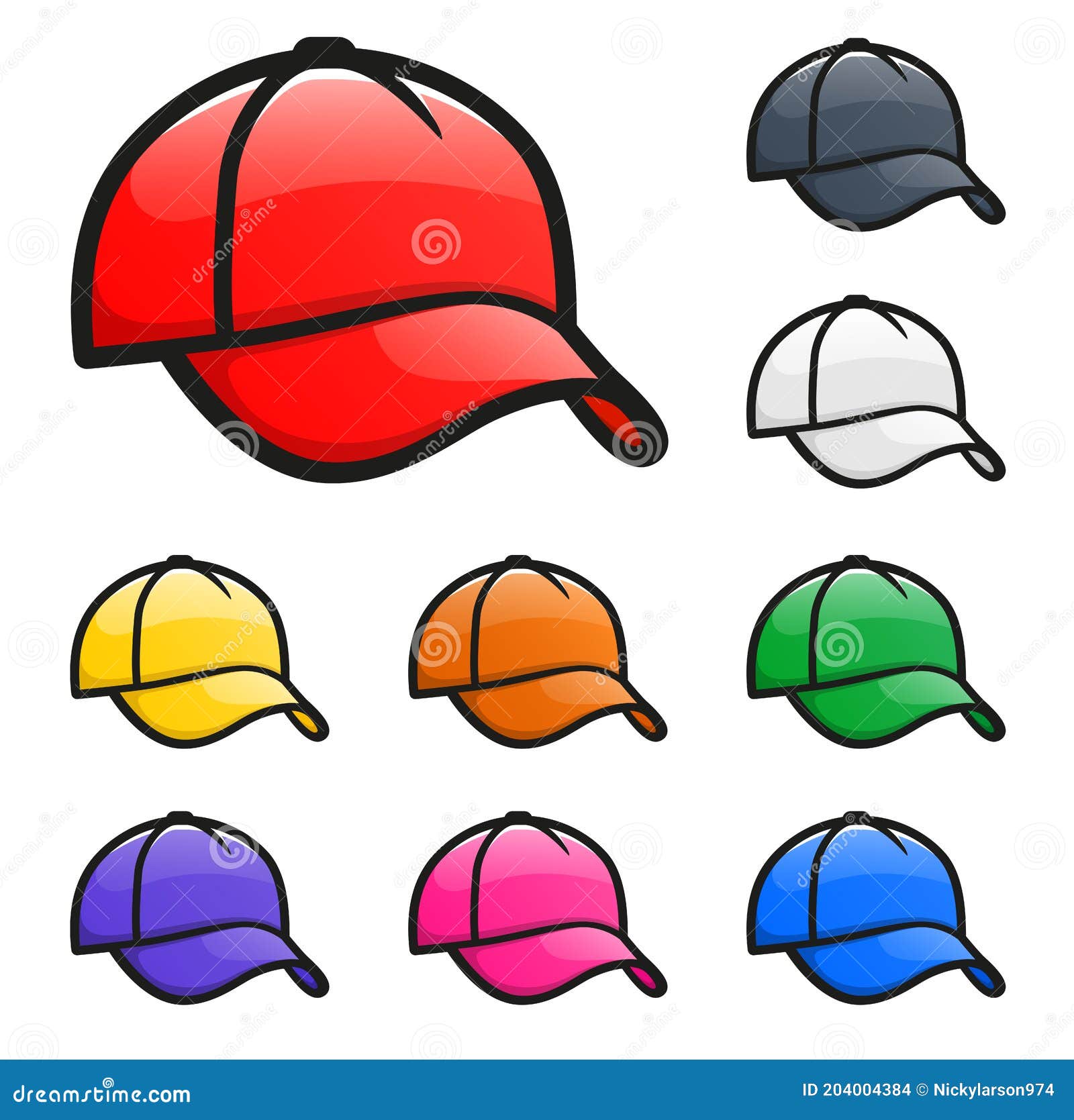 Vector Various Colors Cap Hat Stock Vector - Illustration of icon ...