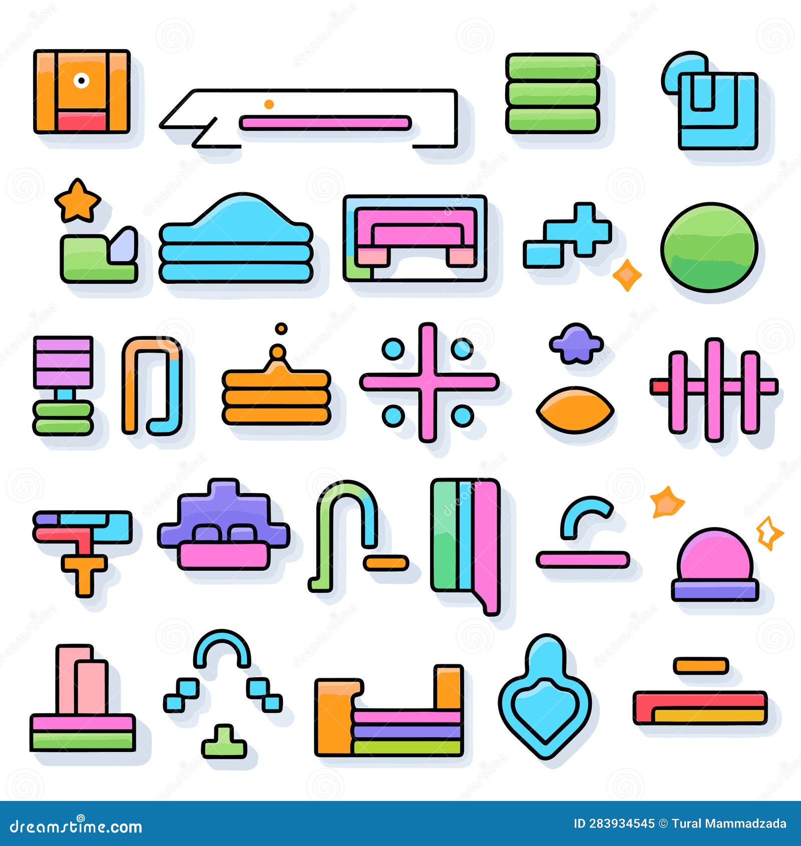 Vector of Various Vector Icons in Different Shapes and Sizes on a Clean ...