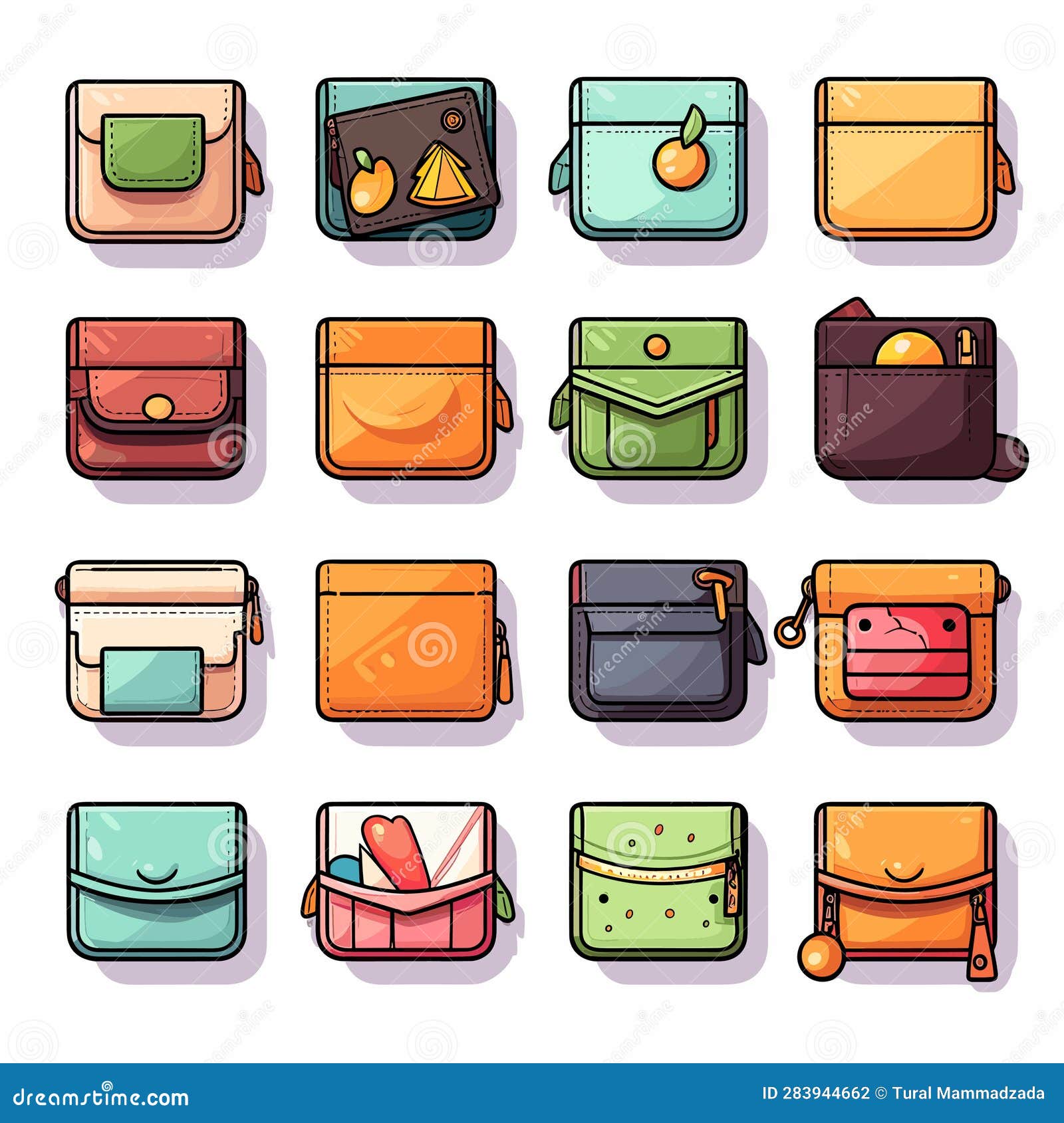 Vector Of Various Purses On A Clean White Background | CartoonDealer ...