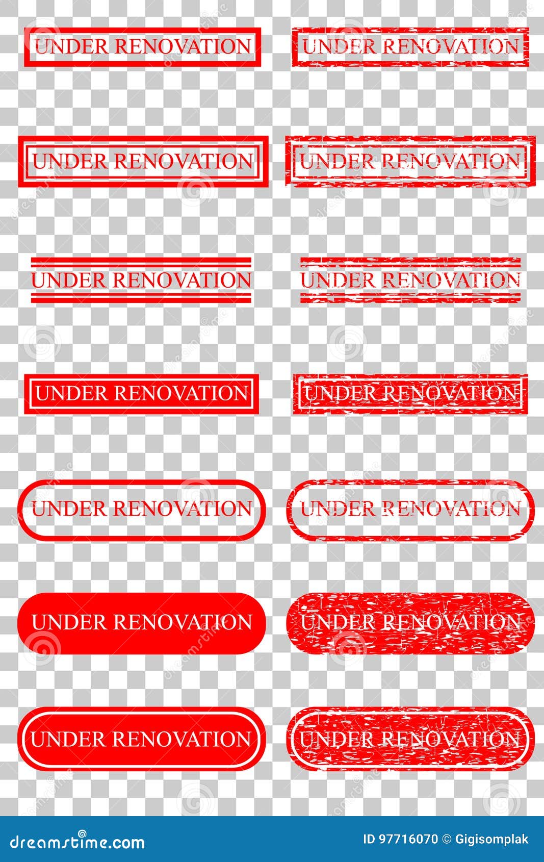 Various Style of Rubber Stamp Effect : Under Renovation, at Transparent ...