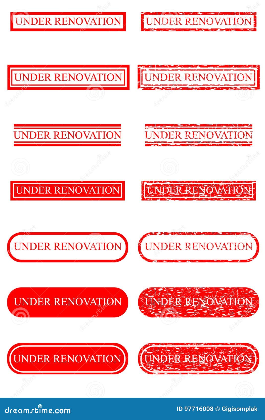 Various Style of Rubber Stamp Effect : Under Renovation Stock Vector ...