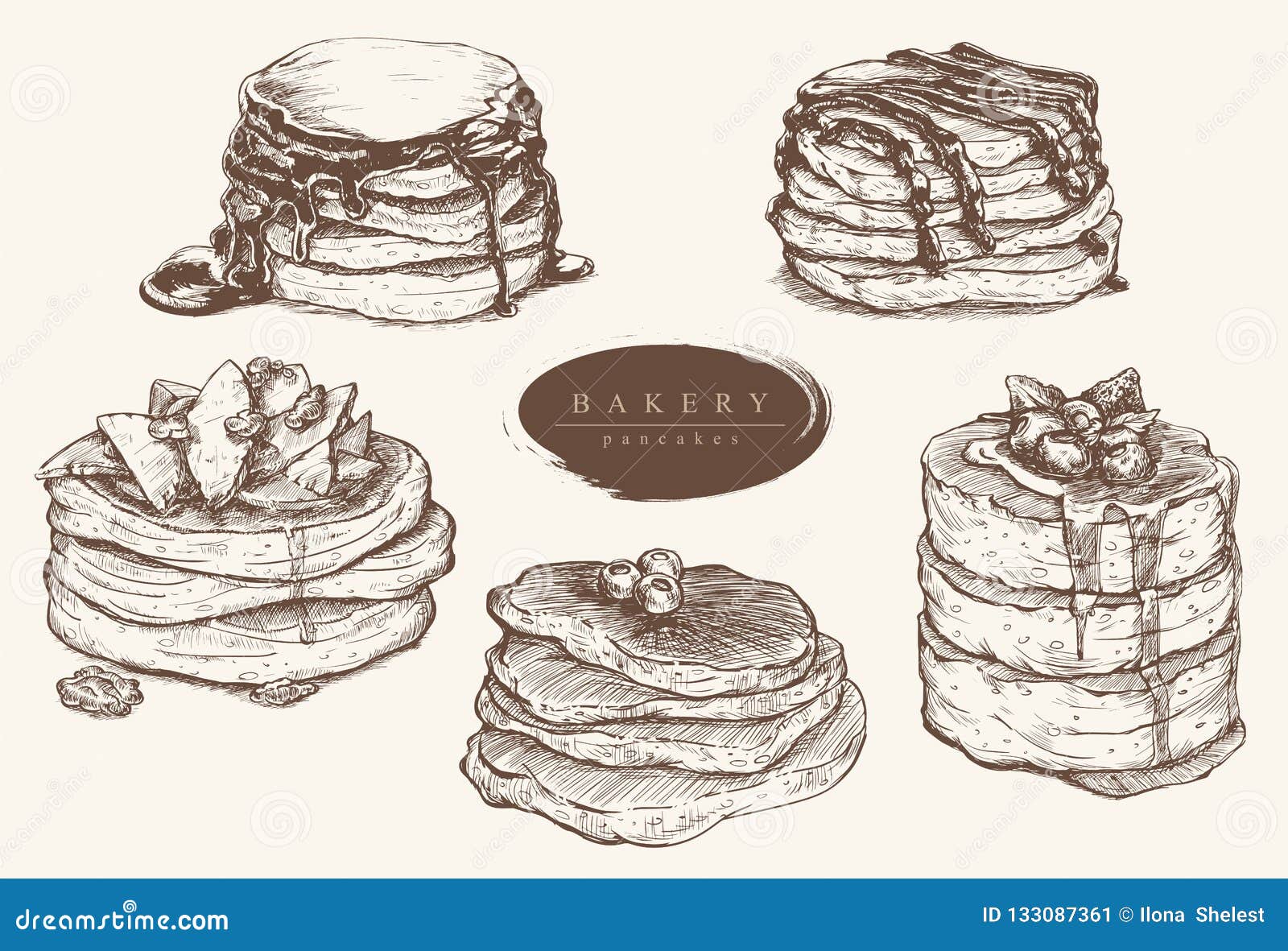 Vector Vastgestelde Illustratie Van Diverse Soorten Pannekoeken Vector ...