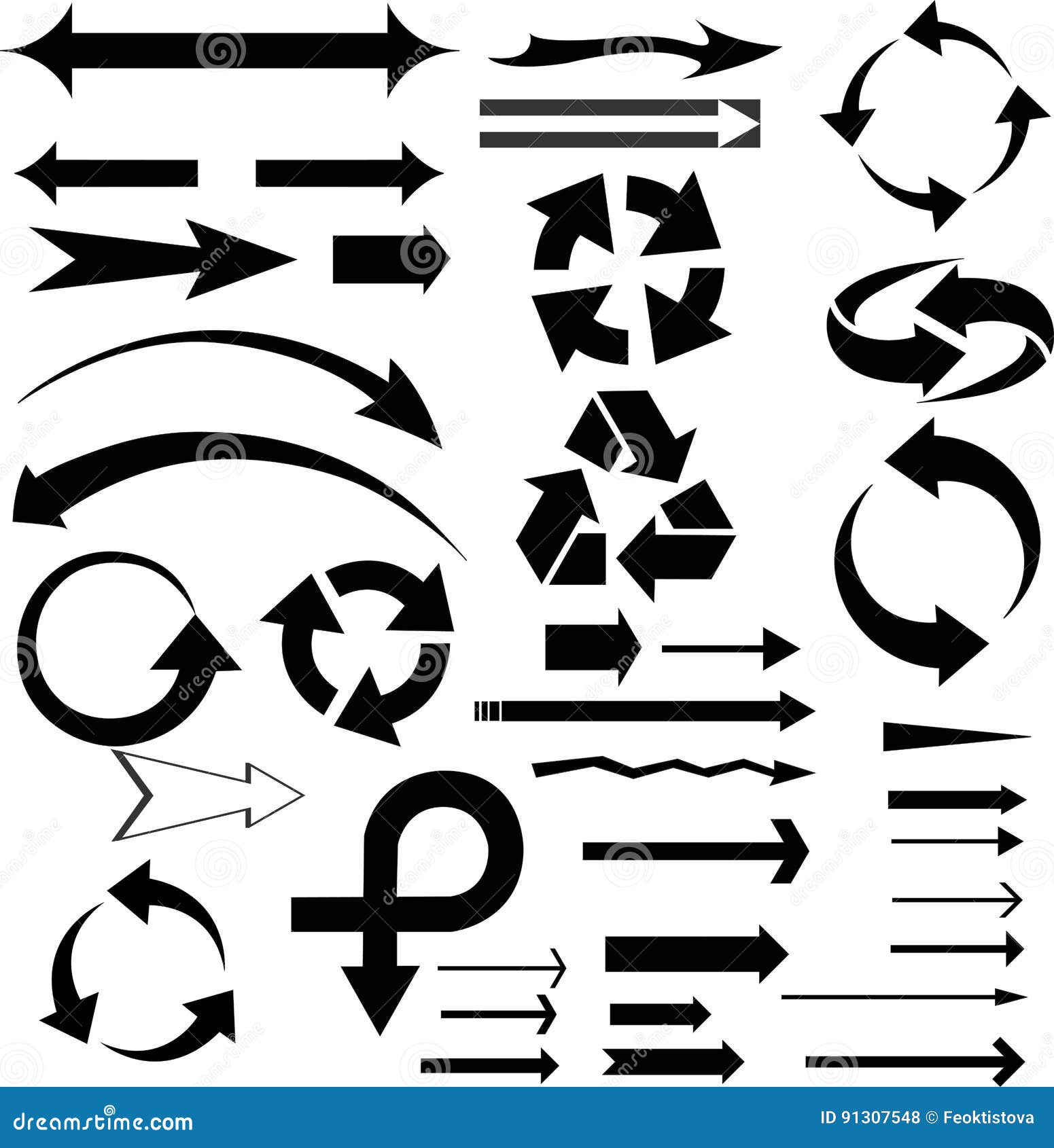 Vector Vastgestelde Od Verschillende Pijlen En Symbolen Vector ...