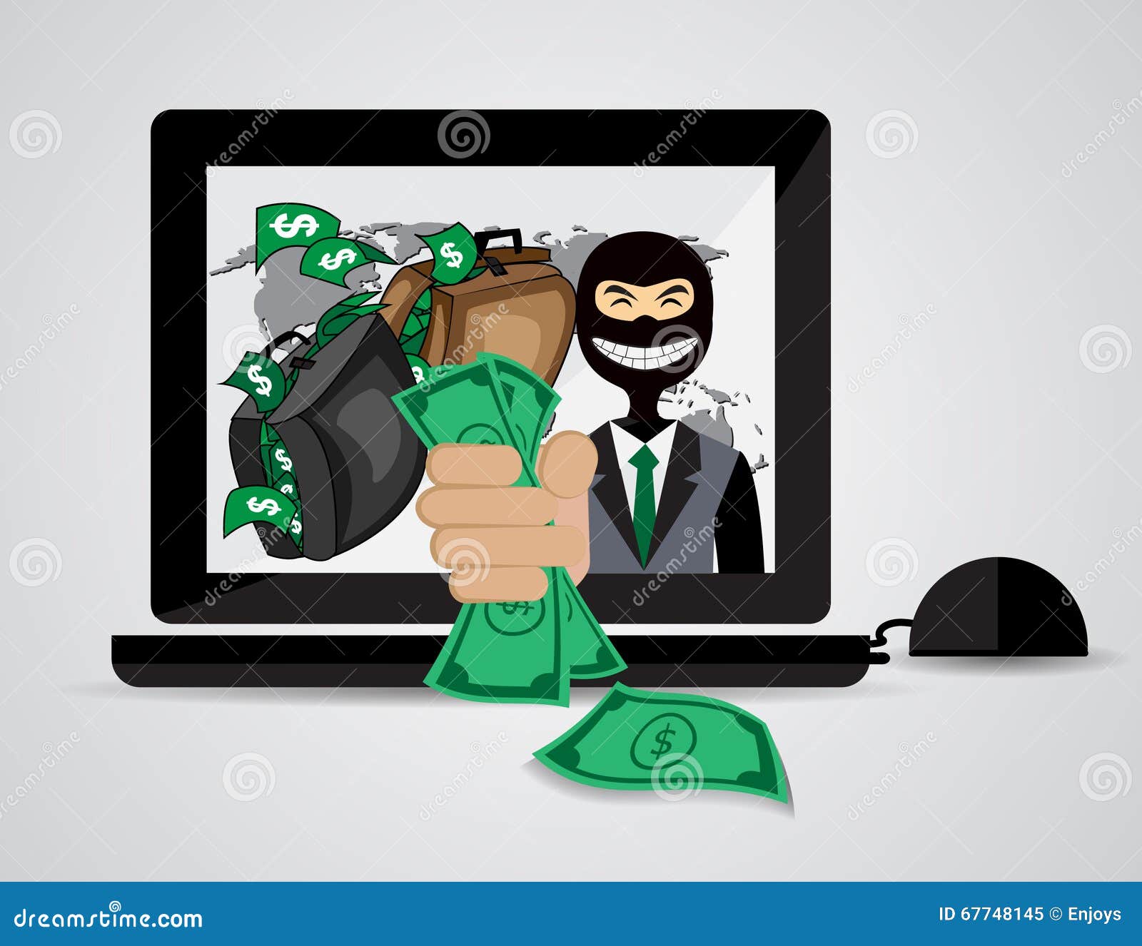 Vector - Vector Illustration of a Man from a Computer Monitor Stealing ...