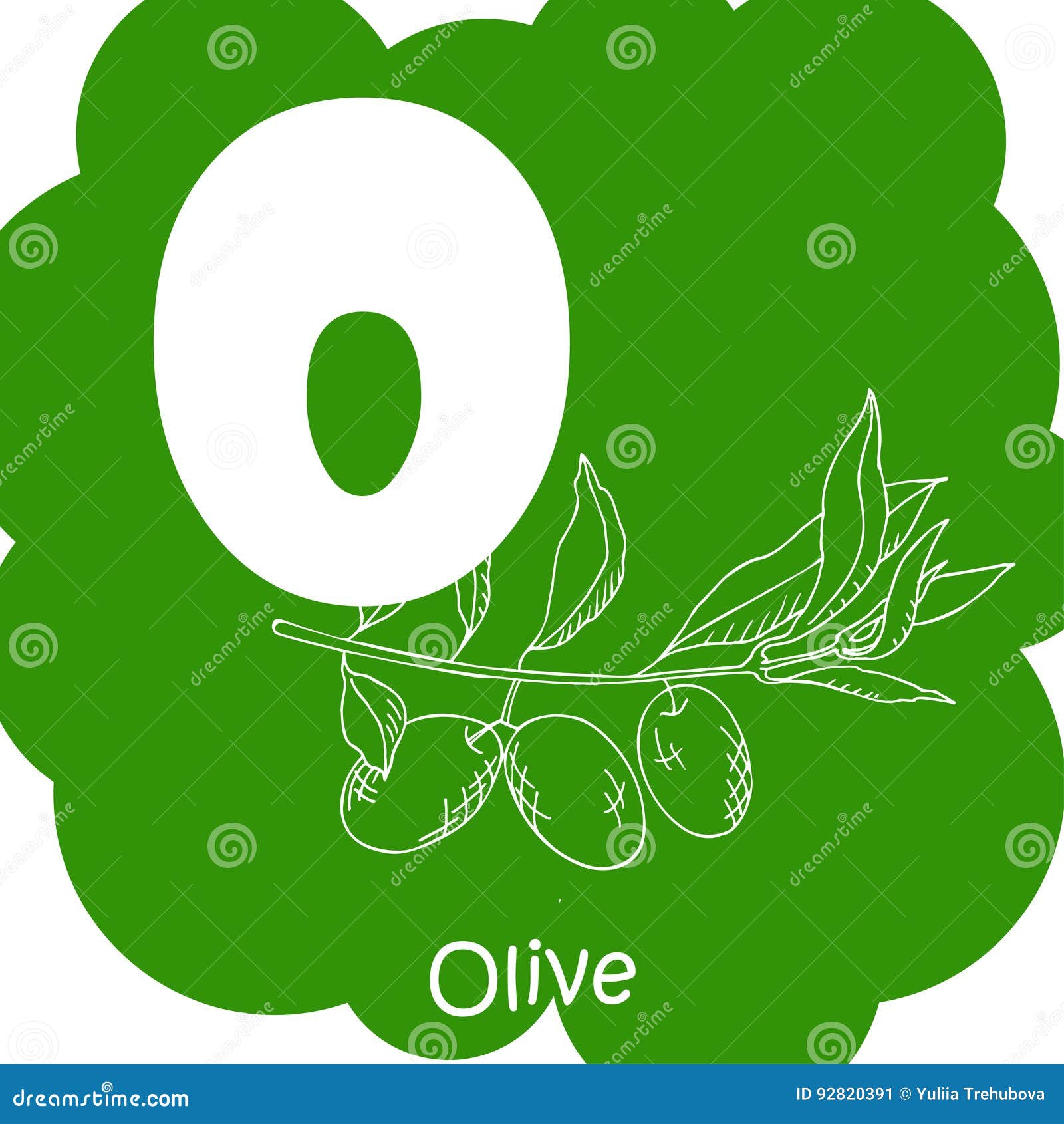 Letter O Olive English Alphabet Tracing Coloring Book Page. Vector ...