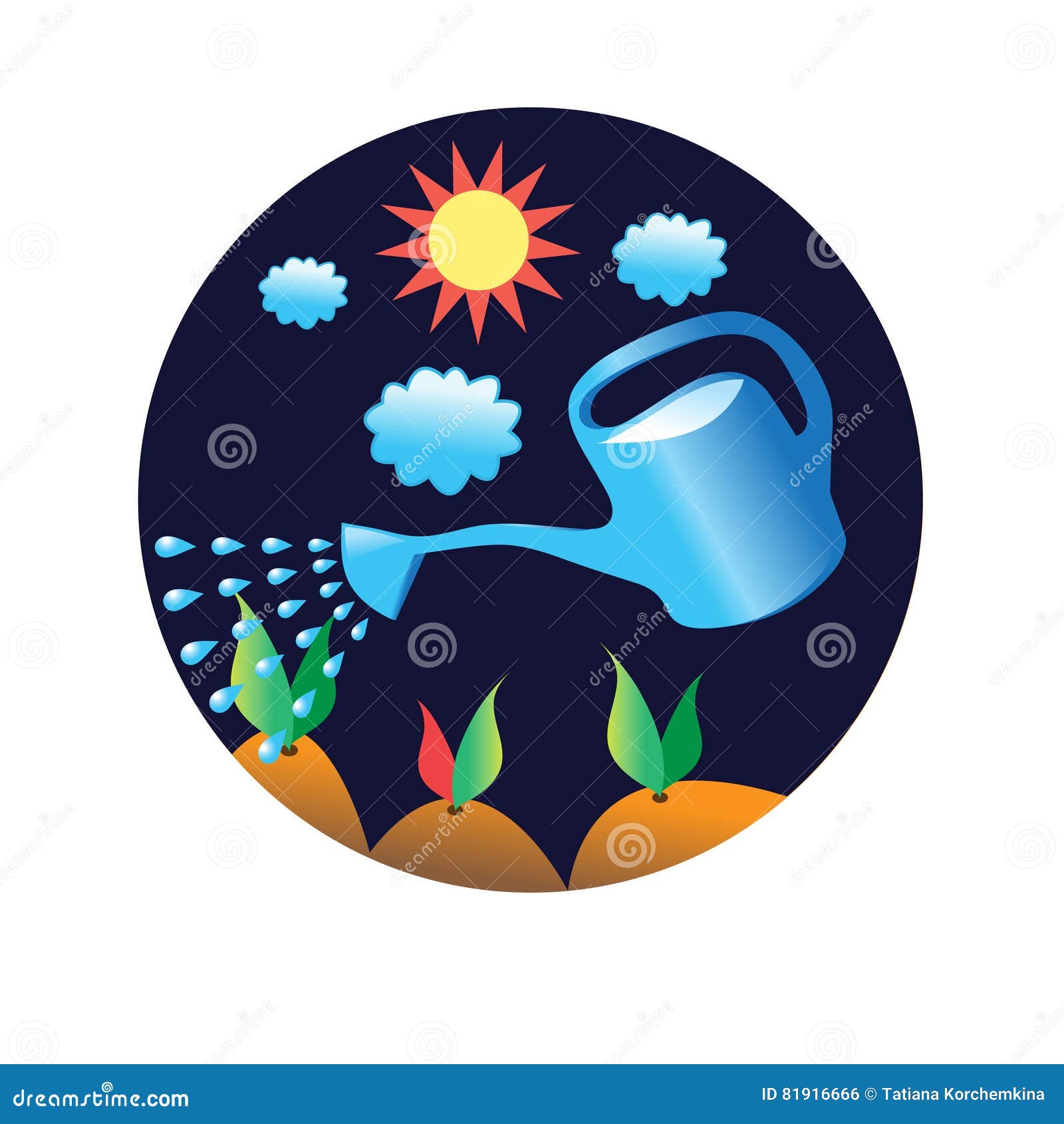 Vector Vegetable Garden and Watering Stock Vector - Illustration of ...