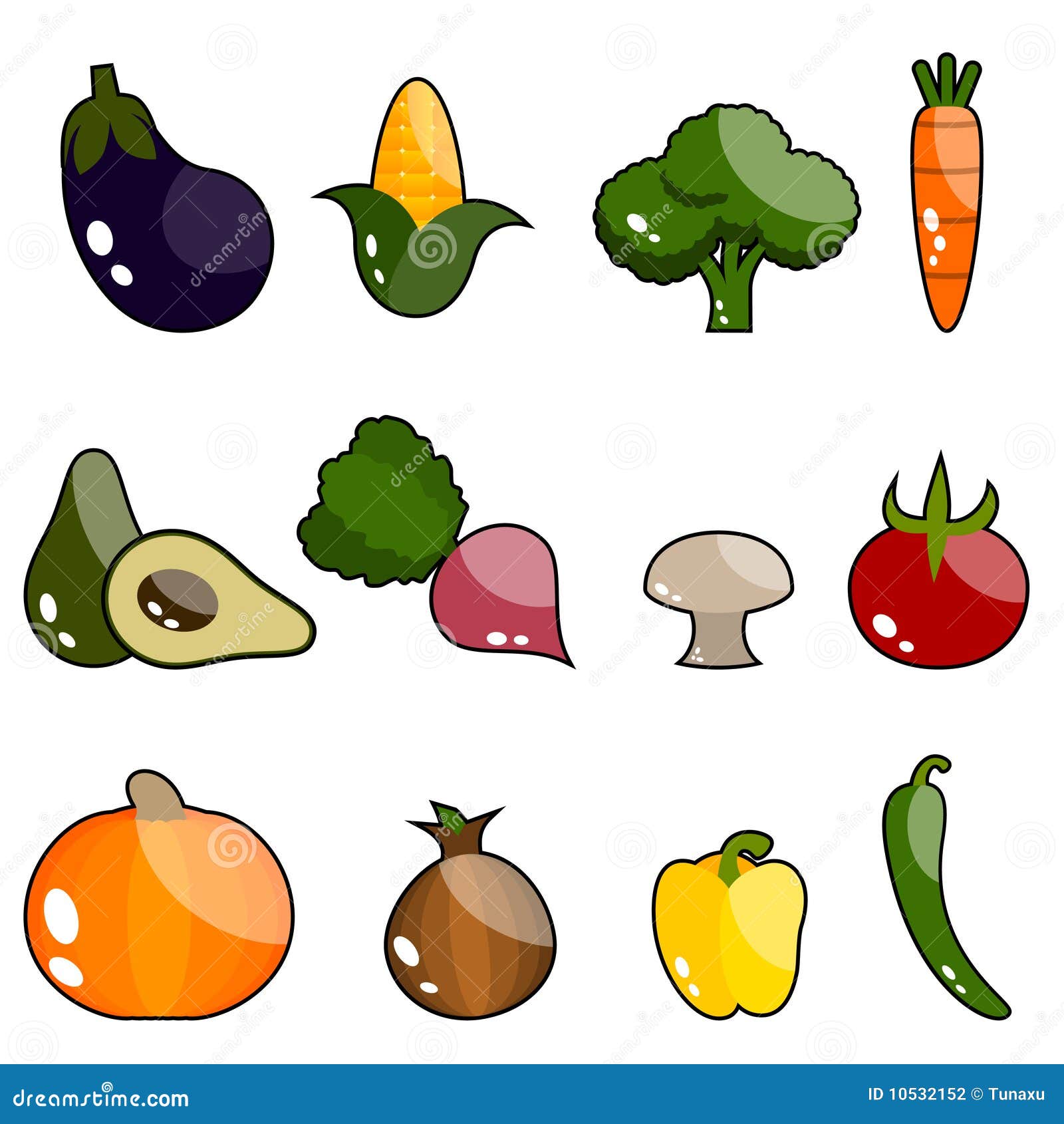 Vector vegetable set stock vector. Illustration of obje - 10532152