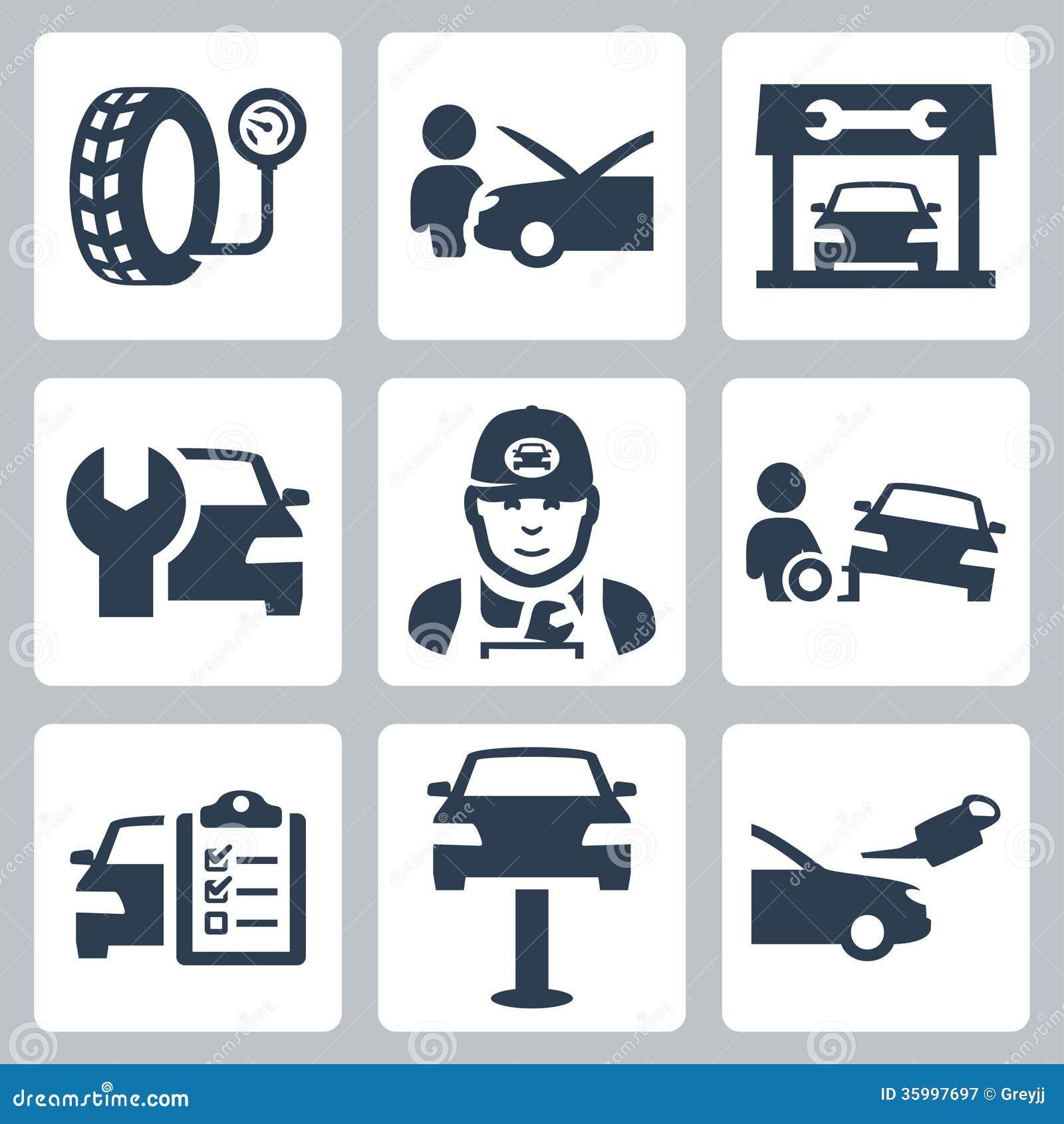 Vector Vehicle Service Station Icons Stock Vector - Illustration of ...