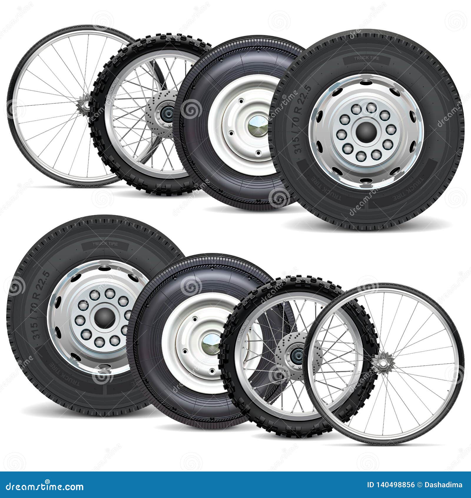 Vehicle Wheels And Tires Vector Illustration | CartoonDealer.com #69889342