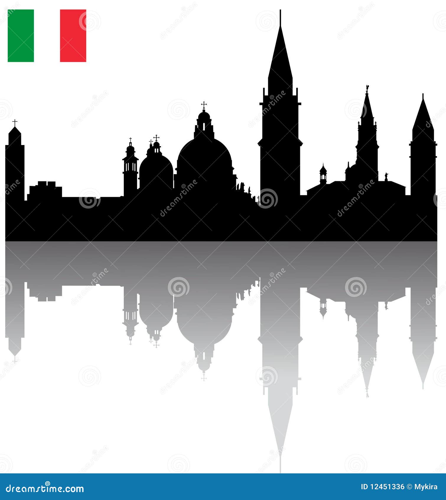 Vector Venice Silhouette Skyline Stock Vector - Illustration of flag ...