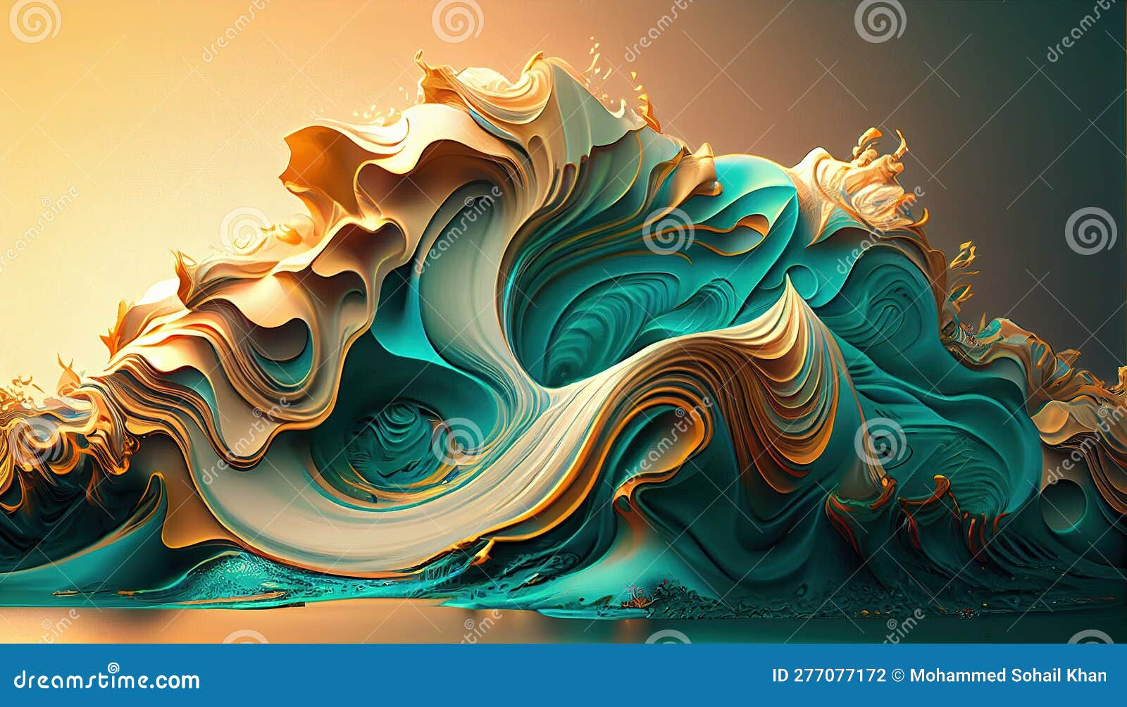 Vector Version of the Great Wave in 3D on Dark Background AI Generative ...