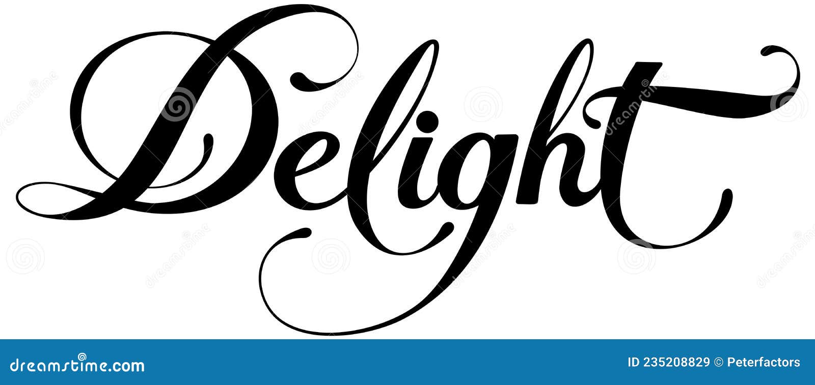 Delight - Custom Calligraphy Text Stock Vector - Illustration of ornate ...