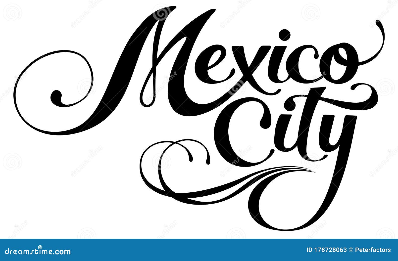 Mexico City - Custom Calligraphy Text Cartoon Vector | CartoonDealer ...