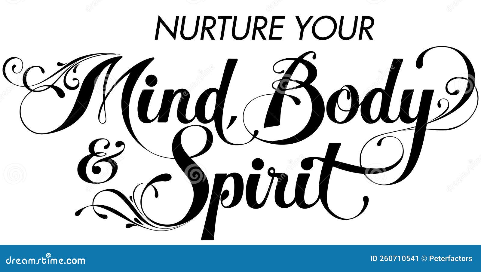 Mind Body Spirit - Custom Calligraphy Text Stock Vector - Illustration ...