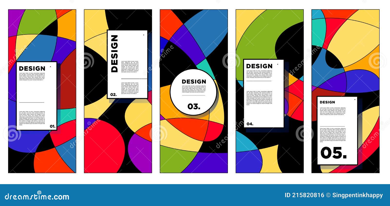 Vector Vertical Banner Design Template with Colorful Abstract Geometric ...