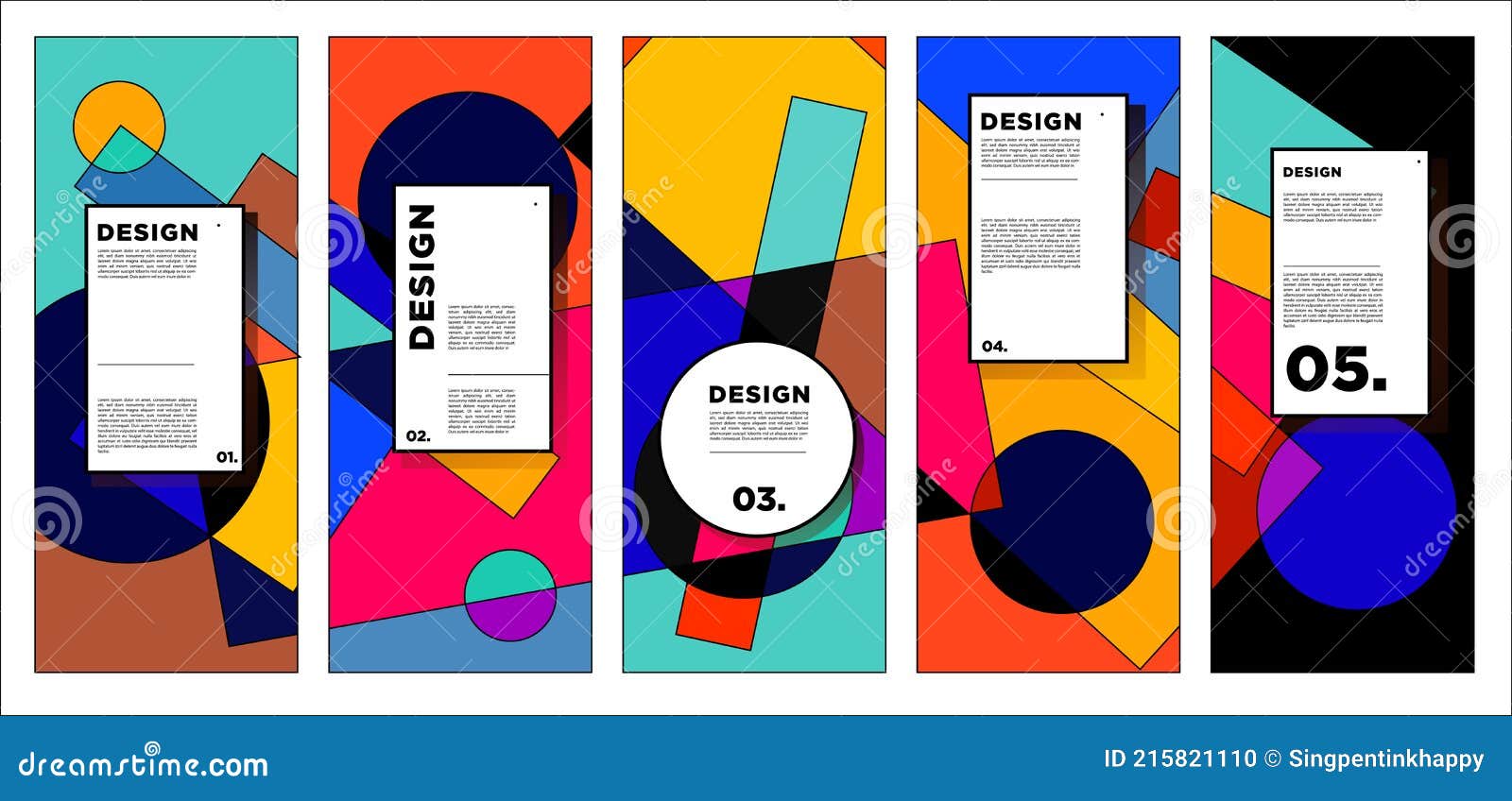 Vector Vertical Banner Design Template with Colorful Abstract Geometric ...