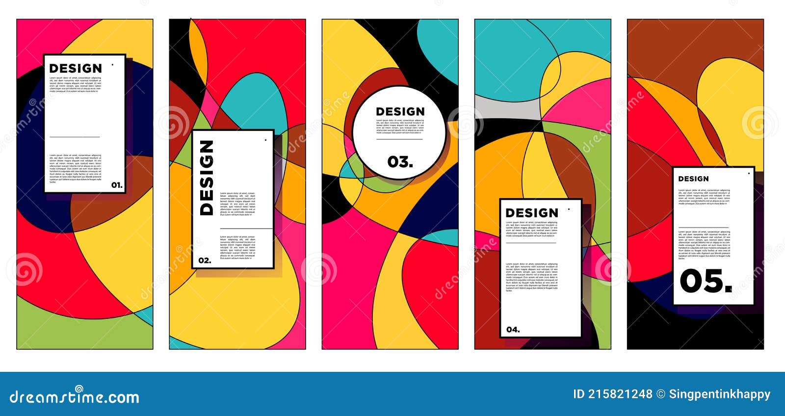 Vector Vertical Banner Design Template with Colorful Abstract Geometric ...