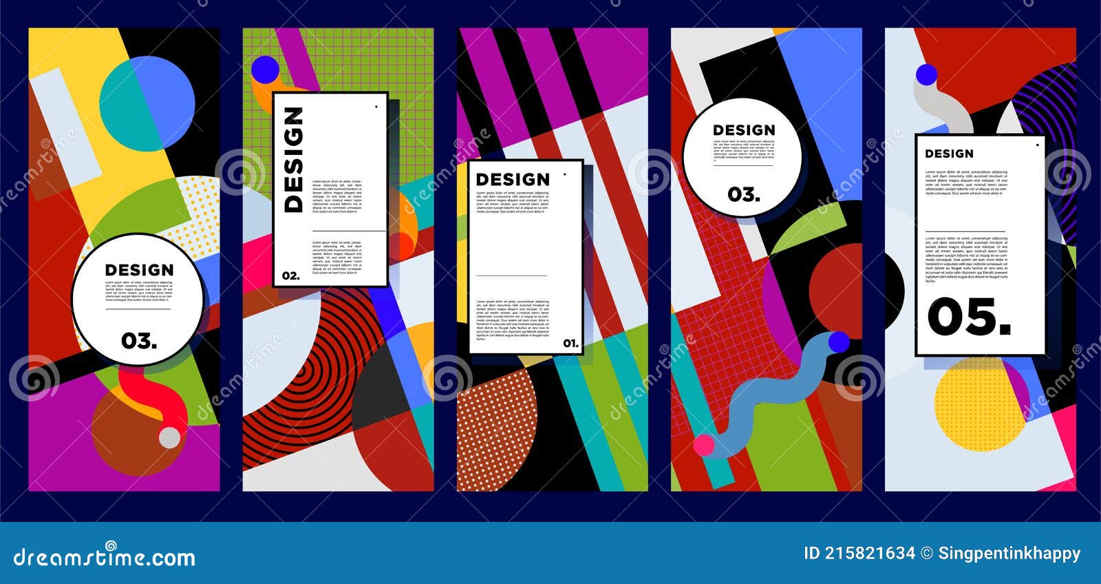 Vector Vertical Banner Design Template with Colorful Abstract Geometric ...