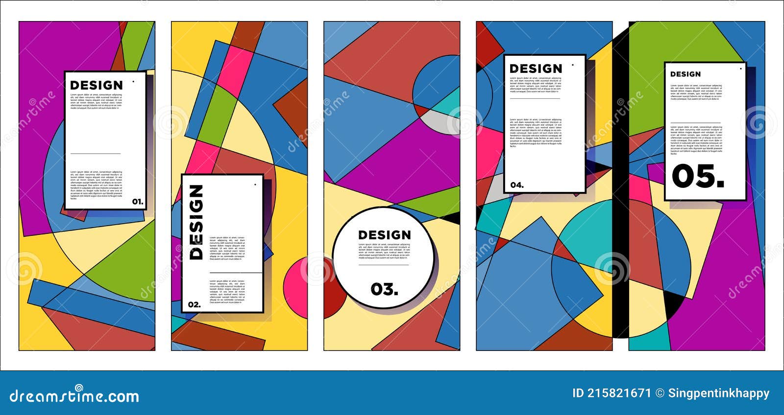 Vector Vertical Banner Design Template with Colorful Abstract Geometric ...