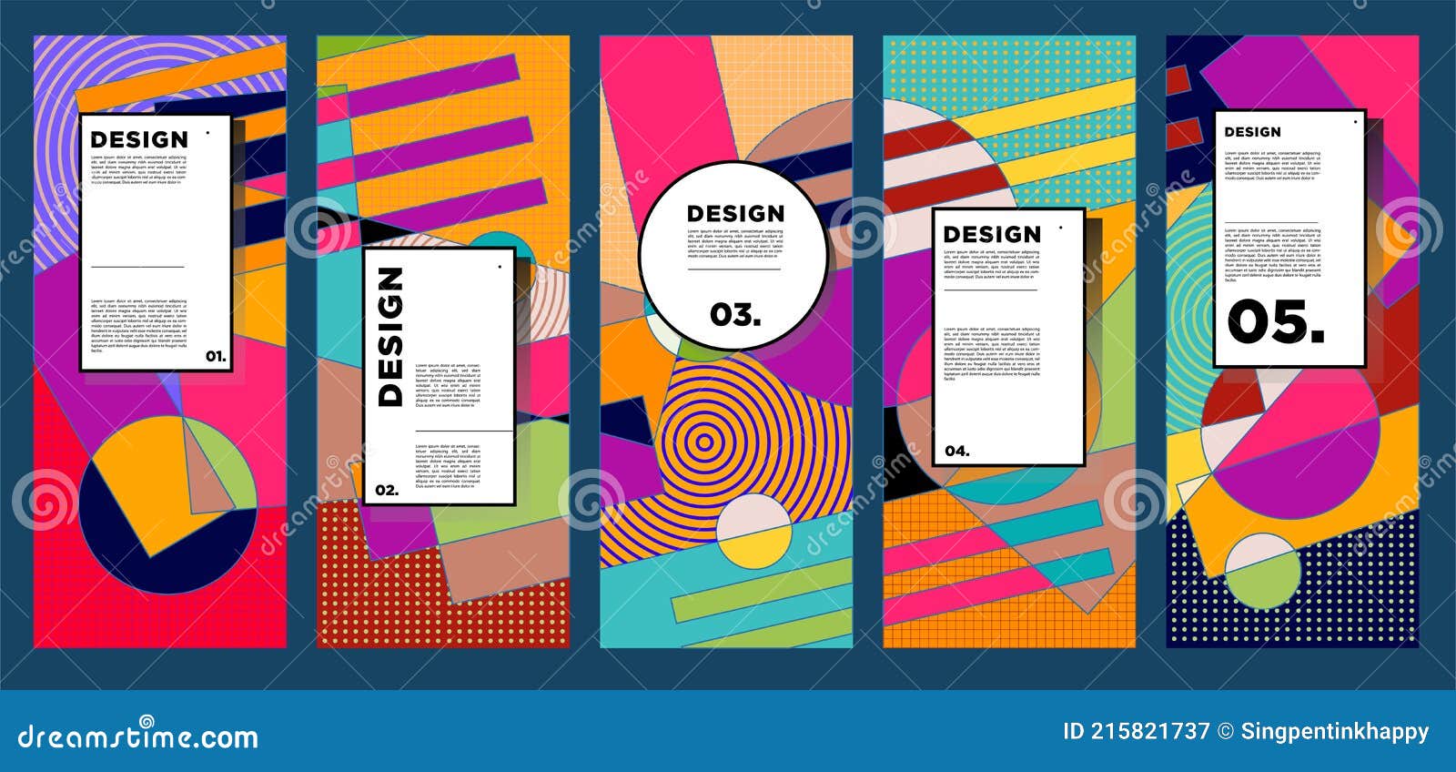 Vector Vertical Banner Design Template with Colorful Abstract Geometric ...