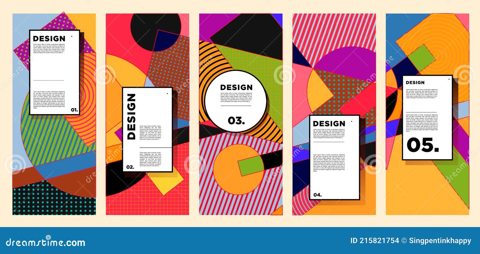 Vector Vertical Banner Design Template with Colorful Abstract Geometric ...