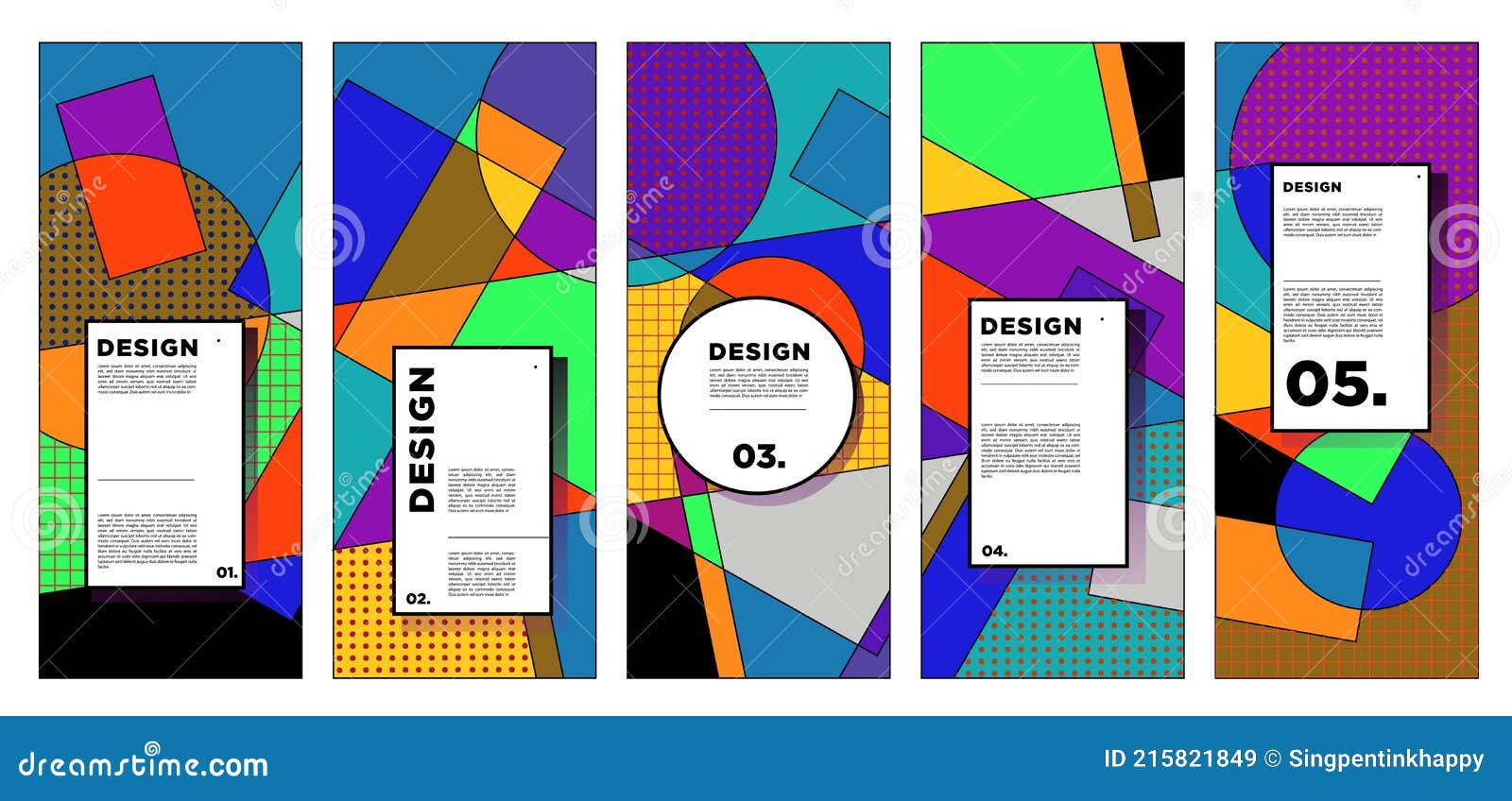 Vector Vertical Banner Design Template with Colorful Abstract Geometric ...