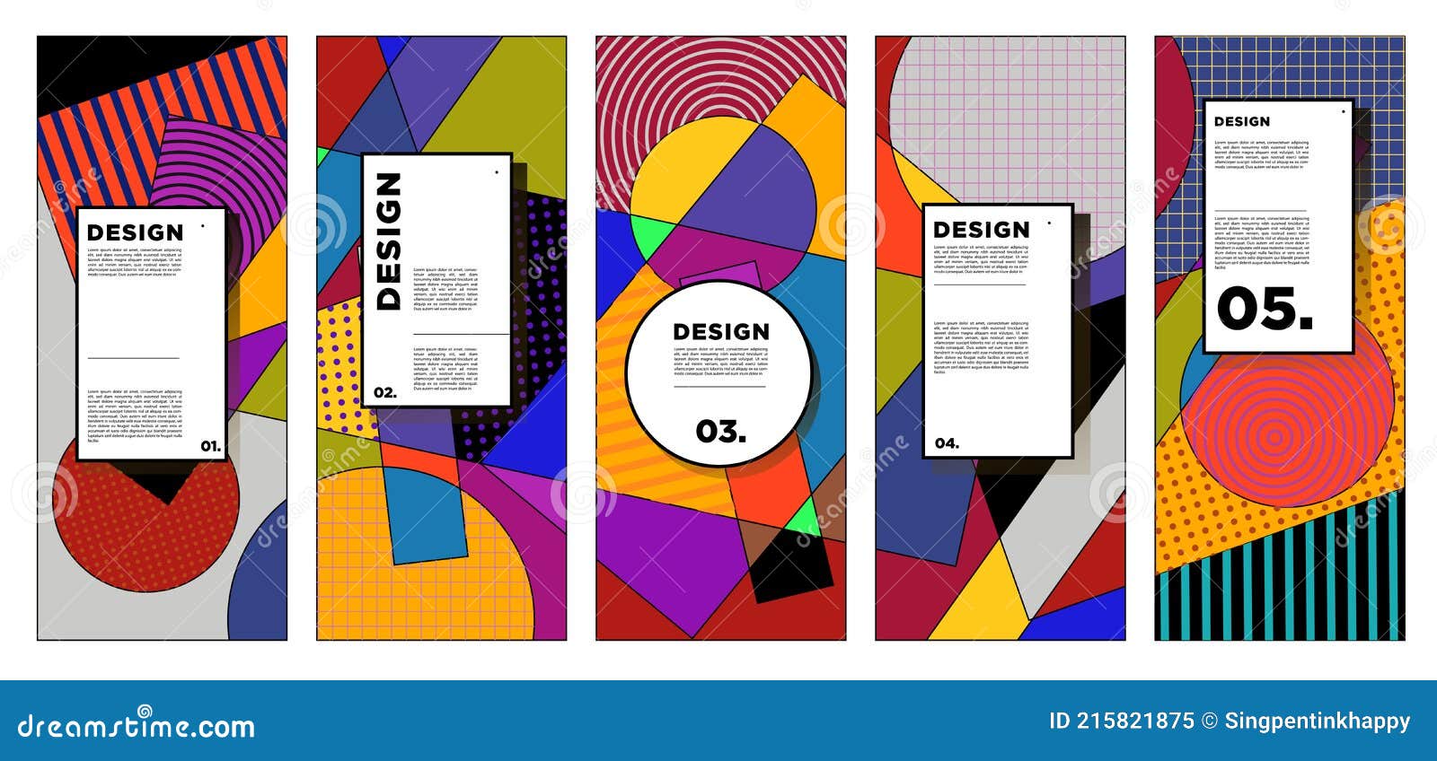 Vector Vertical Banner Design Template with Colorful Abstract Geometric ...