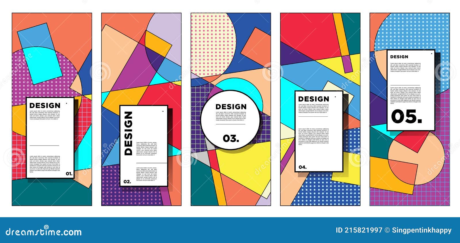 Vector Vertical Banner Design Template with Colorful Abstract Geometric ...