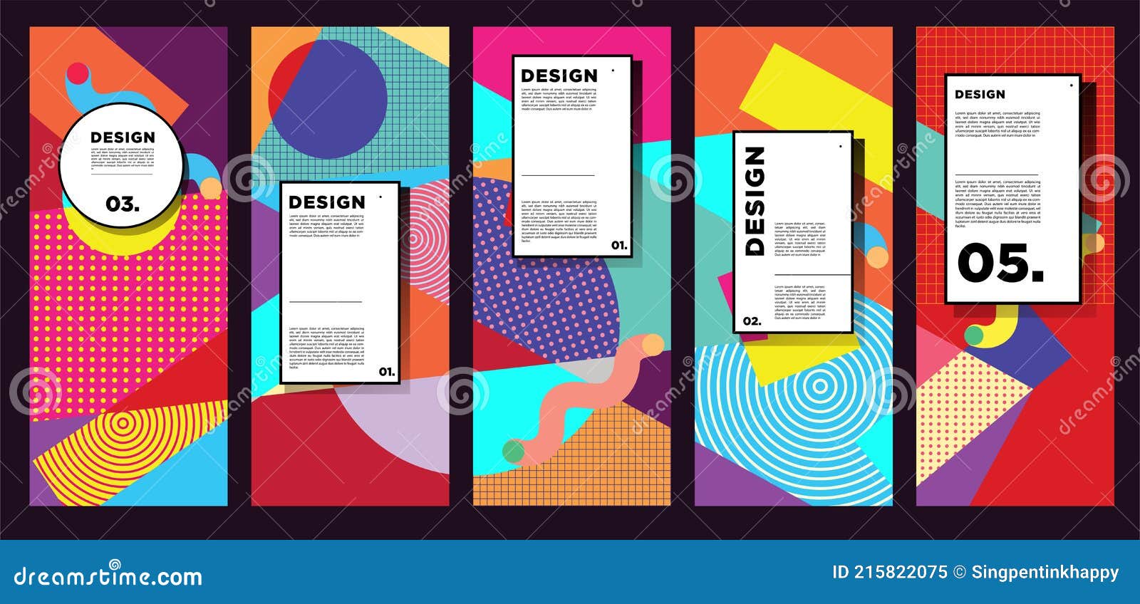 Vector Vertical Banner Design Template with Colorful Abstract Geometric ...