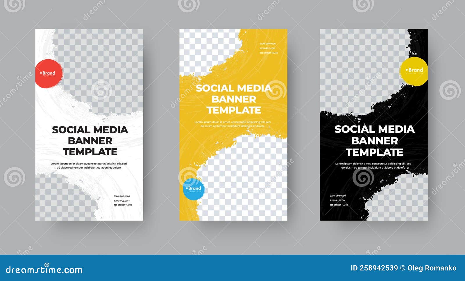 Vector Vertical Banner Template for Stories with Semicircular Grunge ...