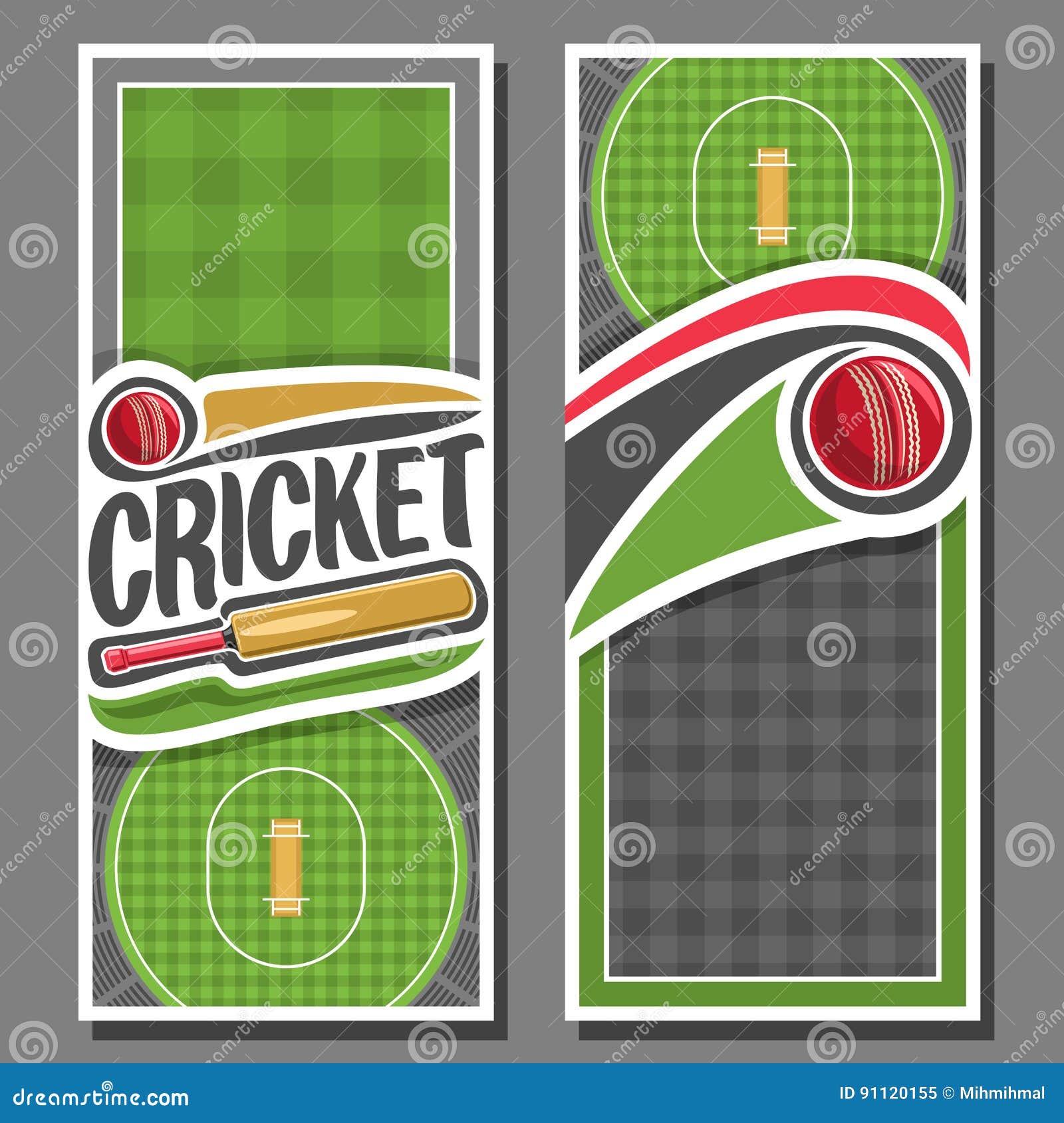 Vector Vertical Banners for Cricket Game Stock Vector - Illustration of ...