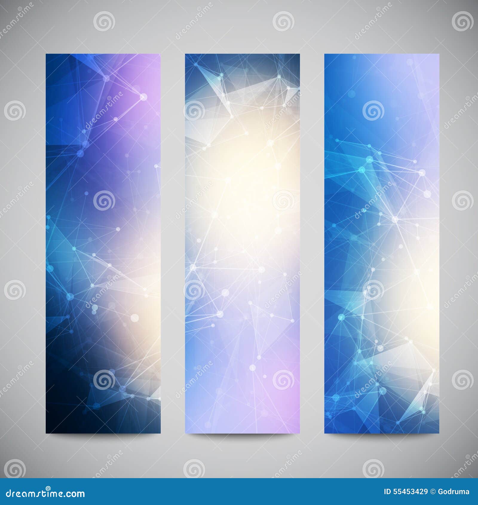 Vector Vertical Banners Set with Polygonal Stock Vector - Illustration ...