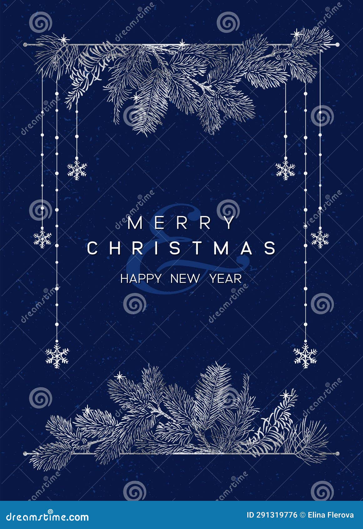 Vector Vertical Card of Christmas Background with Branches of Christmas ...