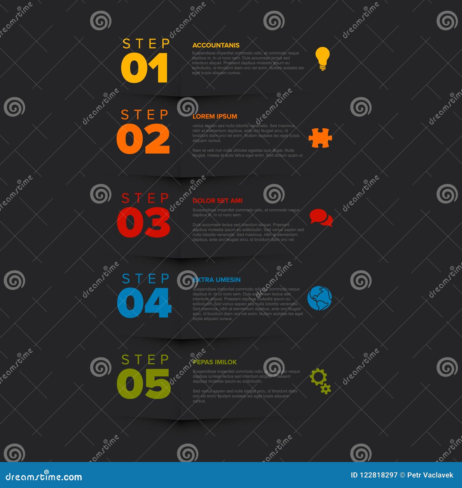 Vector Progress Five Steps Template Stock Vector - Illustration of page ...