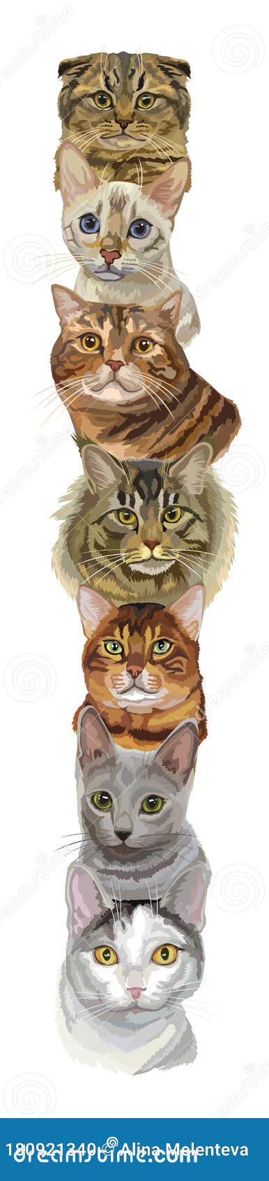 Vector Vertical Illustration with Cats Stock Vector - Illustration of ...
