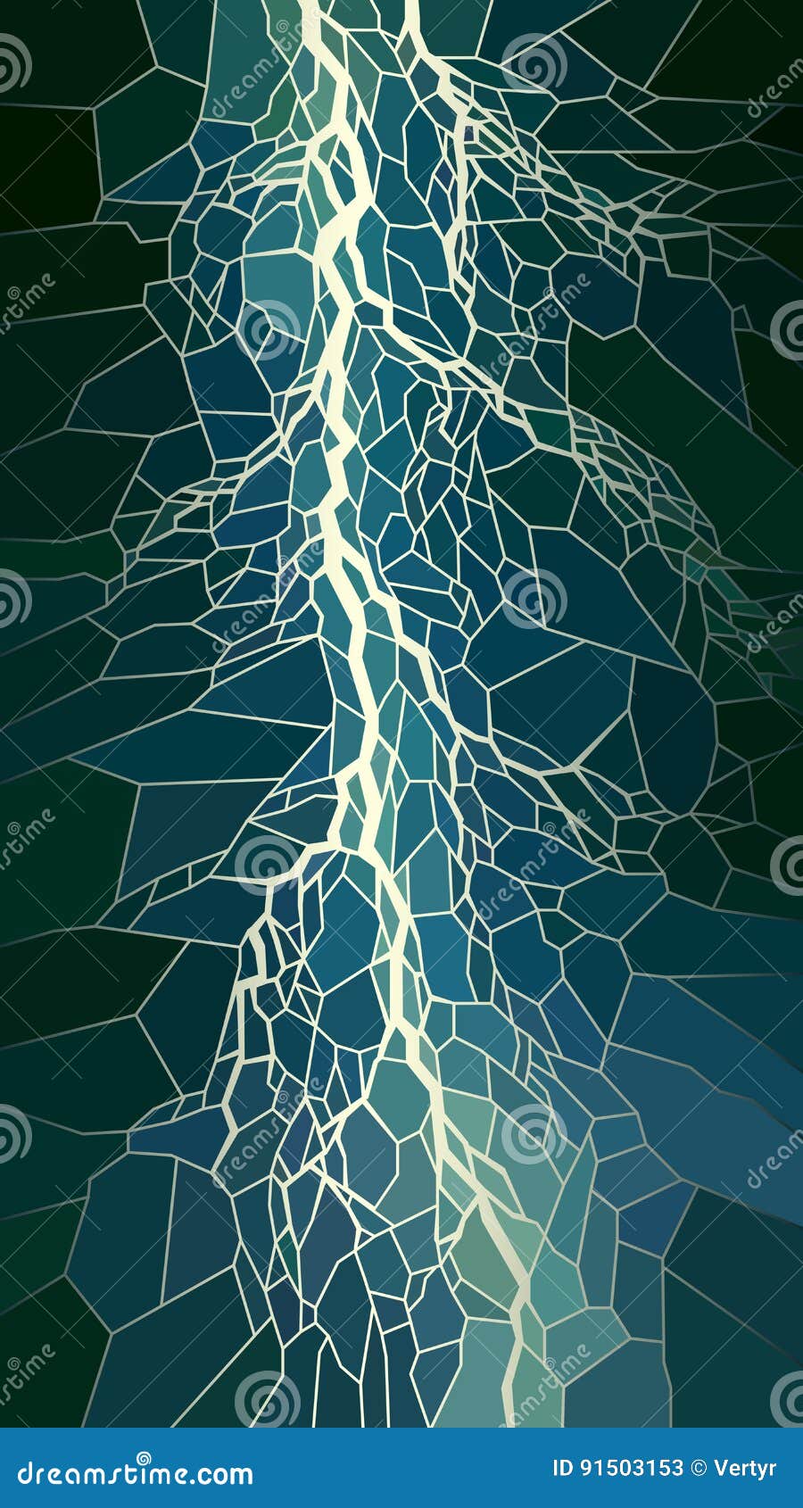 Vector Vertical Illustration of Lightning in the Night Sky. Stock ...